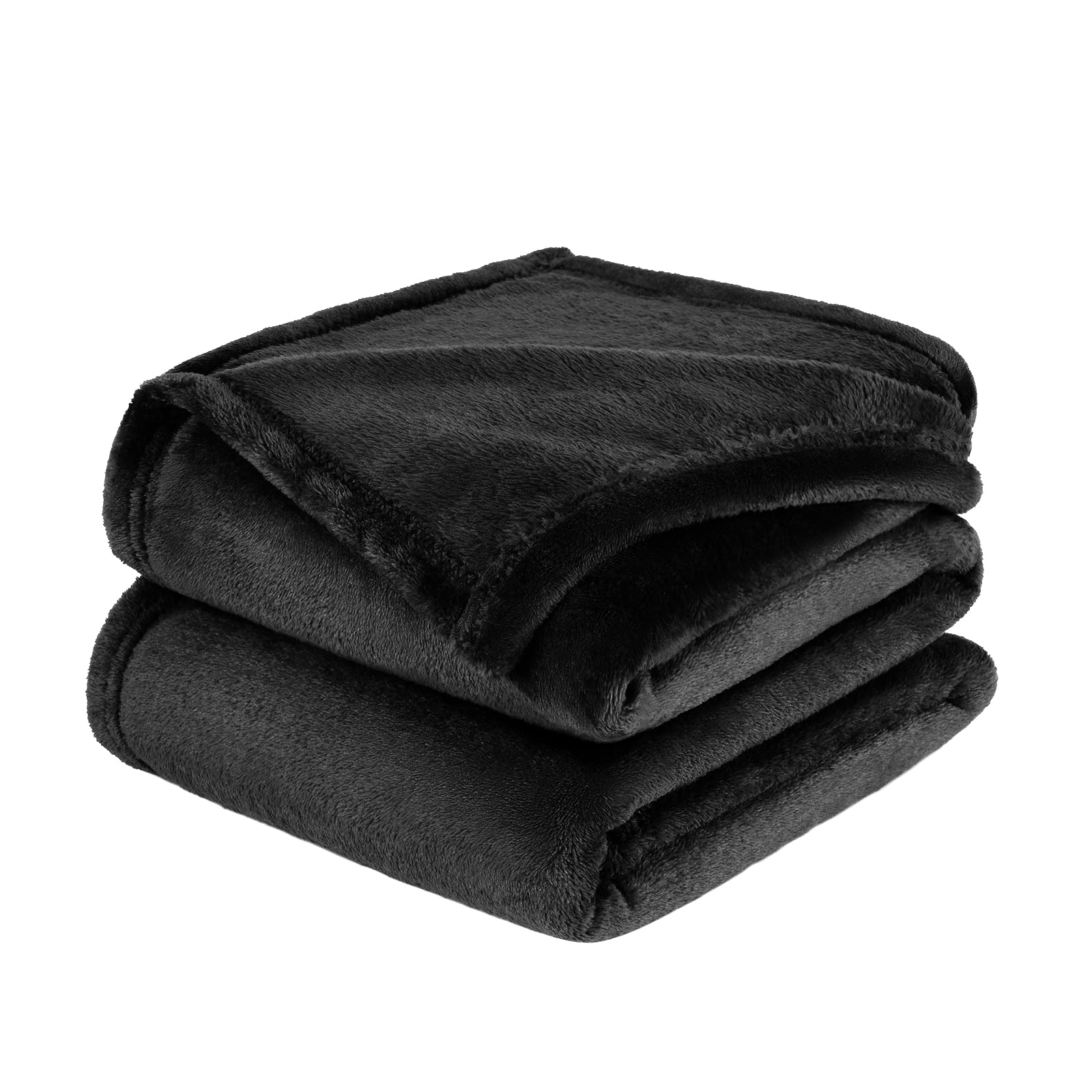 Yastouay Fleece Throw Blanket, Super Soft Lightweight Cozy Luxury Flannel Bed Blanket, Fluffy Plush Couch Blanket Throw for All Seasons (Black, 90x90 inches)