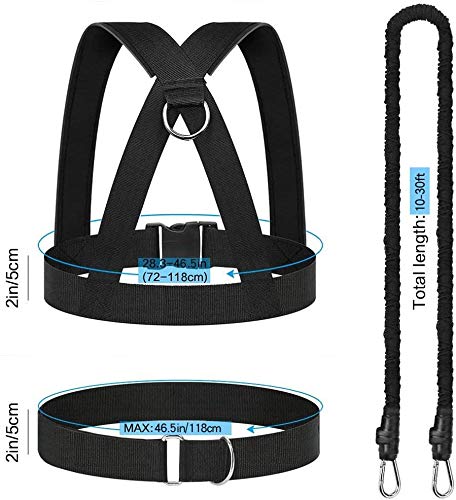 YNXing Dynamic Resistance Trainer Acceleration Speed Cord for Resistance Training to Improve Strength, Power, and Agility 5m/2m Elastic Cord Set (6.6FT Set)
