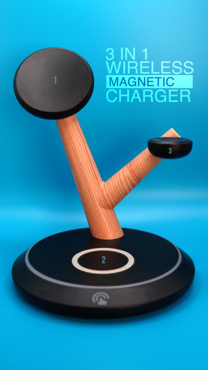 Tree Design Wireless Charger, 4 in 1 Qi Charging Station Stand for Multiple Devices, Charging Station for iPhone 15 14 13 12 Series, Apple Watch Ultra/SE/9/8/7/6/5/4/3/2 and AirPods (White)