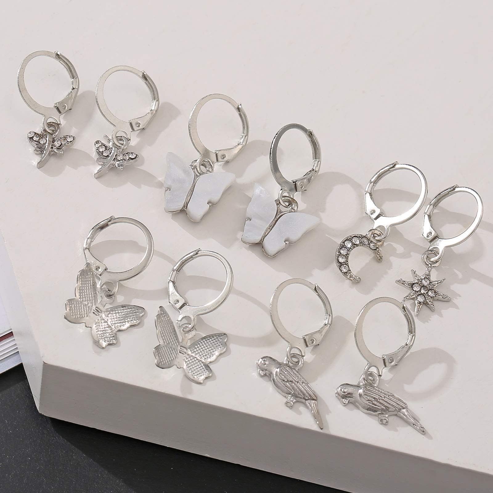 Small Hoop Earrings for Women, Funtopia 20 Pairs Mini Huggie Earrings Set with Charm, Cute Dangle Earrings