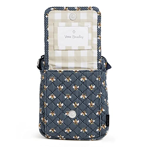 Vera Bradley Women's Cotton Mini Hipster Crossbody Purse With RFID Protection, Bees Navy - Recycled Cotton, One Size