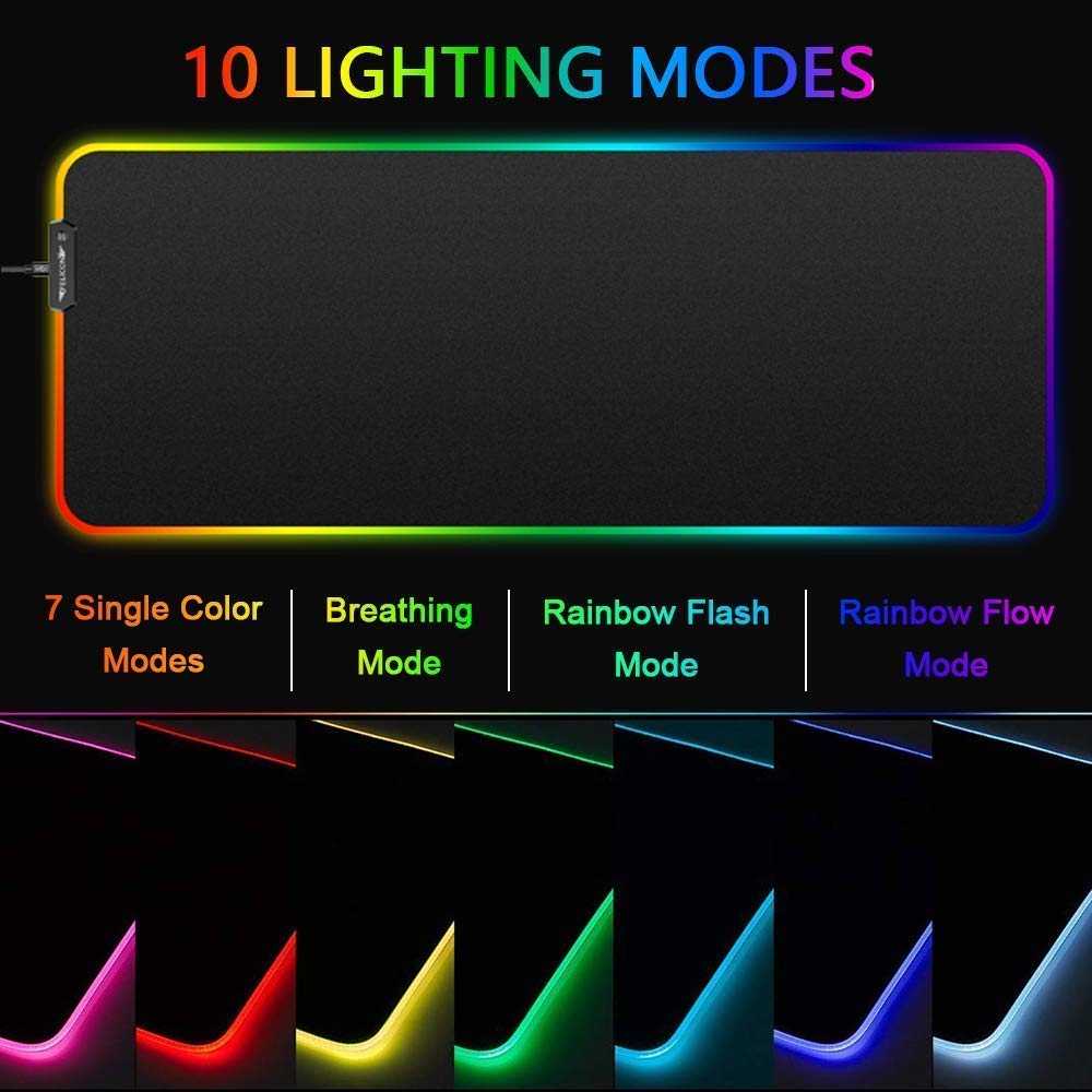 Wireless Keyboard and Mouse Mousepad, 3 in 1 Rainbow LED Backlit Rechargeable Mechanical Feelling Backlit Gaming Keyboard Mice Combo with 4800 mAh Battery, 10 Color RGB Mouse Pad for Laptop Pc Mac