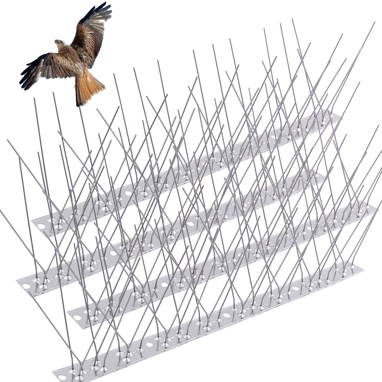 Topsome for Pigeon Small Birds 20Feet/18 Strips, Deterrent Spikes Stainless Steel Anti, Covers