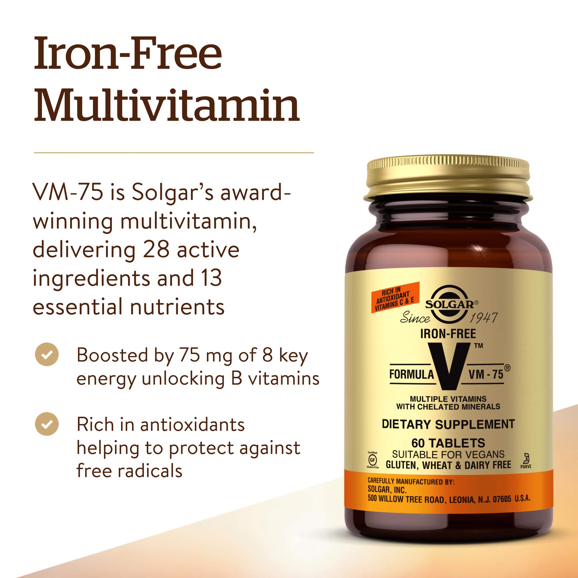 Solgar – Iron-Free Formula VM-75, 60 Tablets