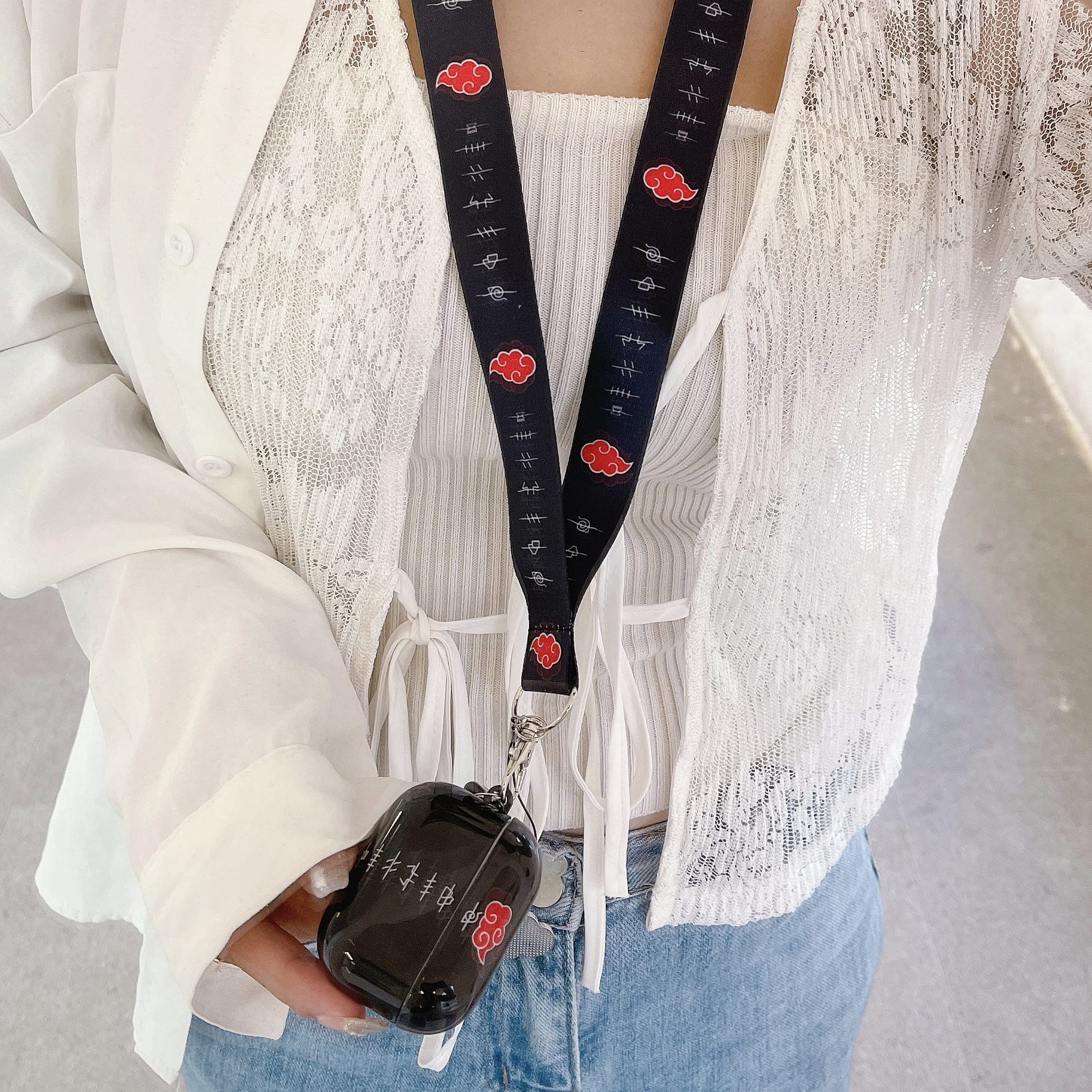 with Red Cloud Lanyard Keychain Airpod Case Cover, Personalised Anime Airpod 1/2 Case and Unique IMD Process TPU Soft