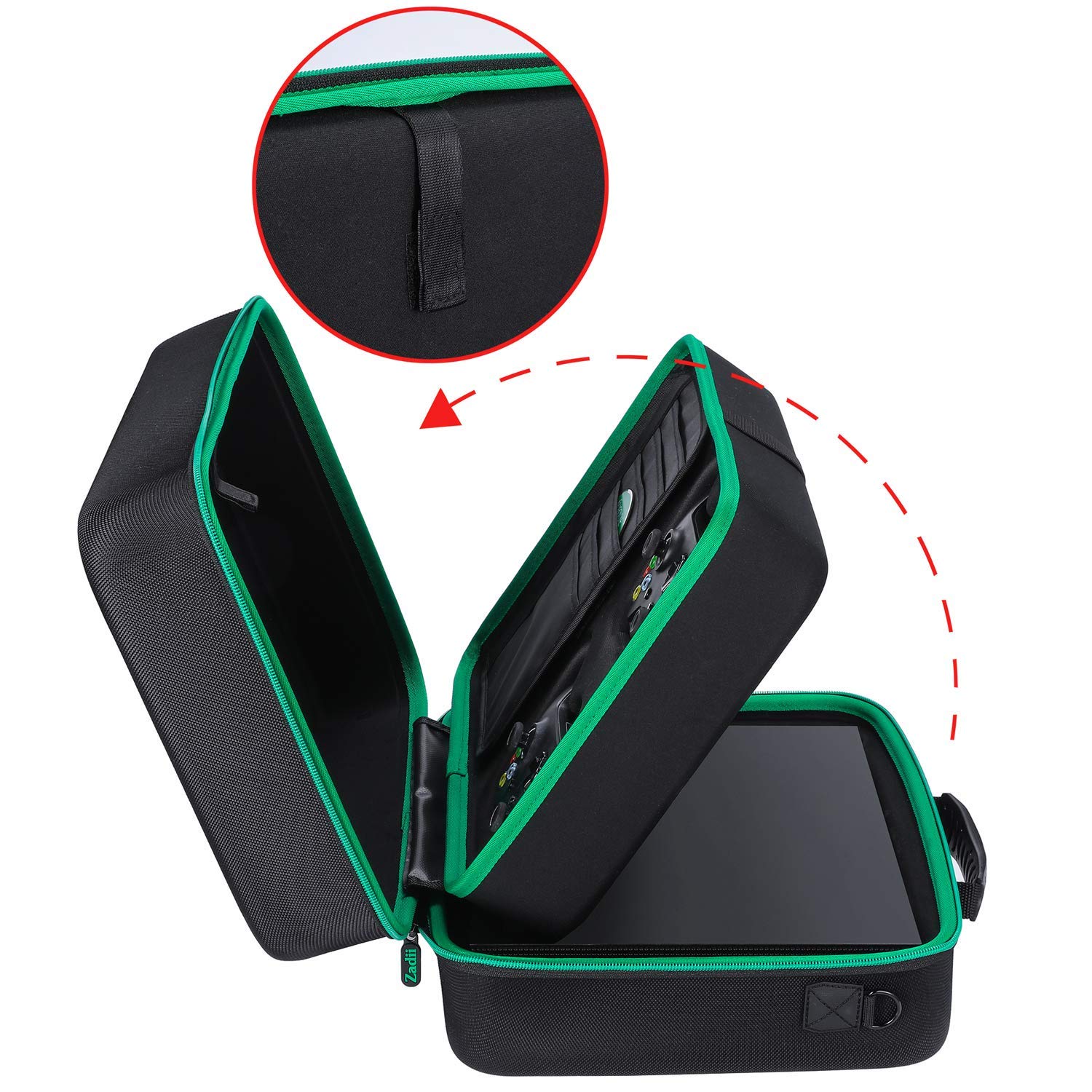 Zadii Hard Carrying Case Compatible with Xbox One X, Fit Xbox One X Console, 2 Wireless Controllers, Power Cable, HDMI Cable Game Discs and Other Accessories