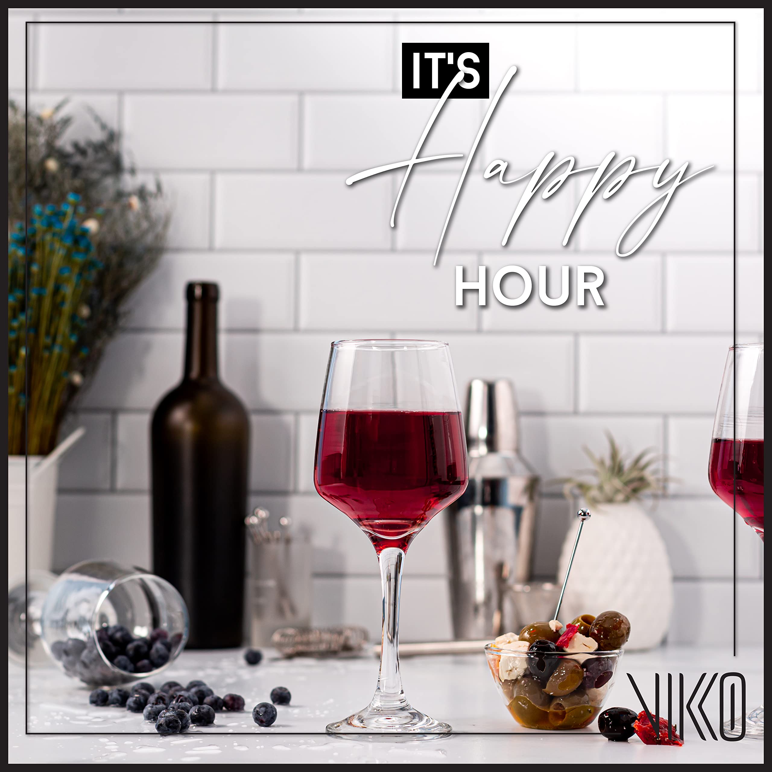 Vikko Wine Glasses, Set of 4 Red Wine Glasses, 12.75 Ounce Clear Wine Glass, Classic, Durable European Stemware