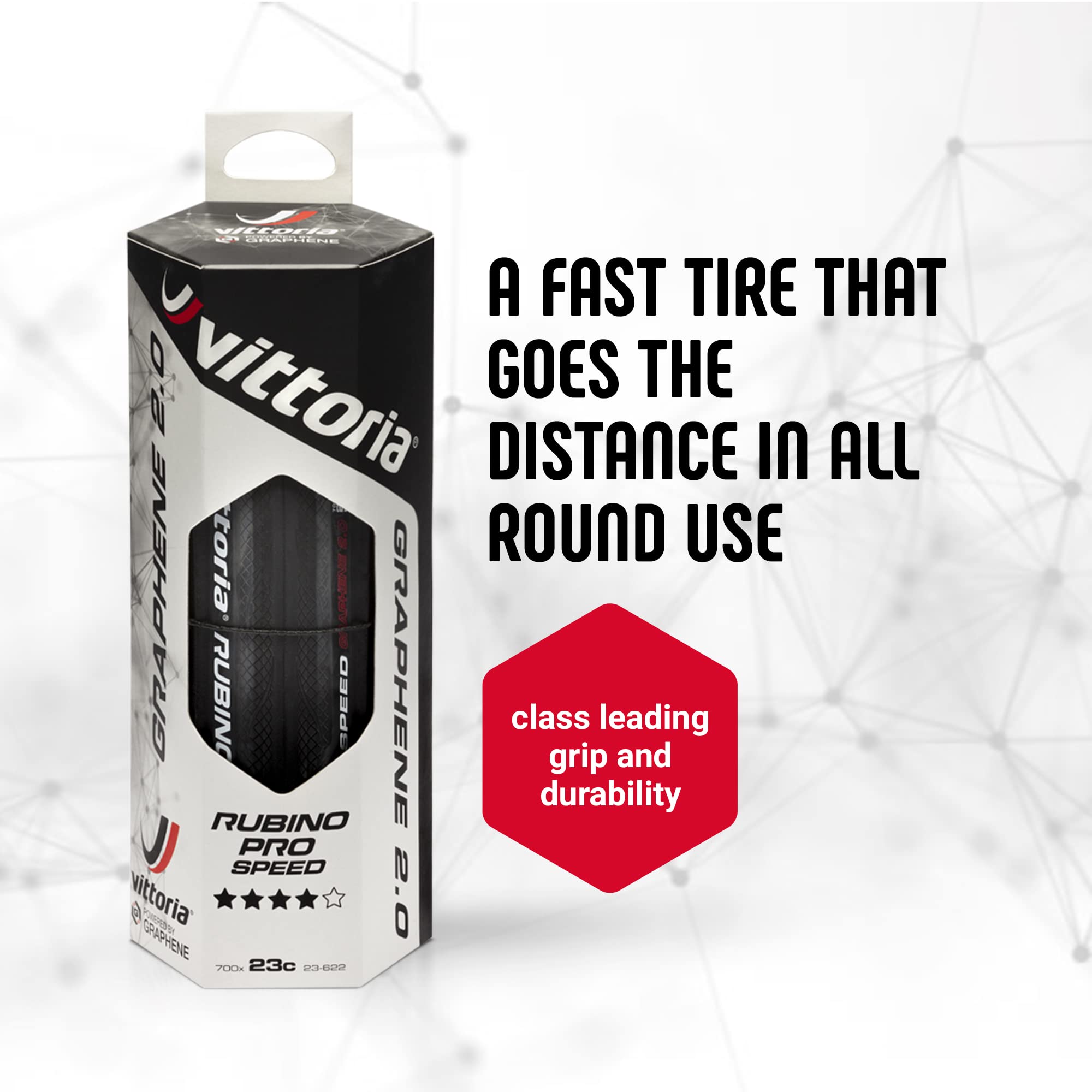 Vittoria Rubino Pro IV Speed G2.0 - Performance Road Bike Tire - Foldable Bicycle Tires (700x23c, Full Black)