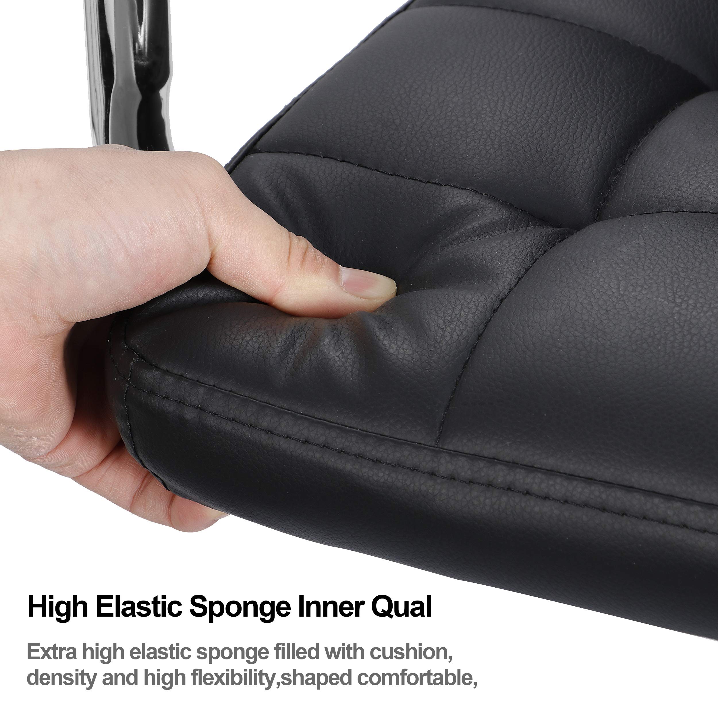 SUPER DEAL Modern Mid-Back Desk Office Chair with Wheels - Height Adjustable Armrests 360° Swivel Home Computer Task Chair (1, Black)