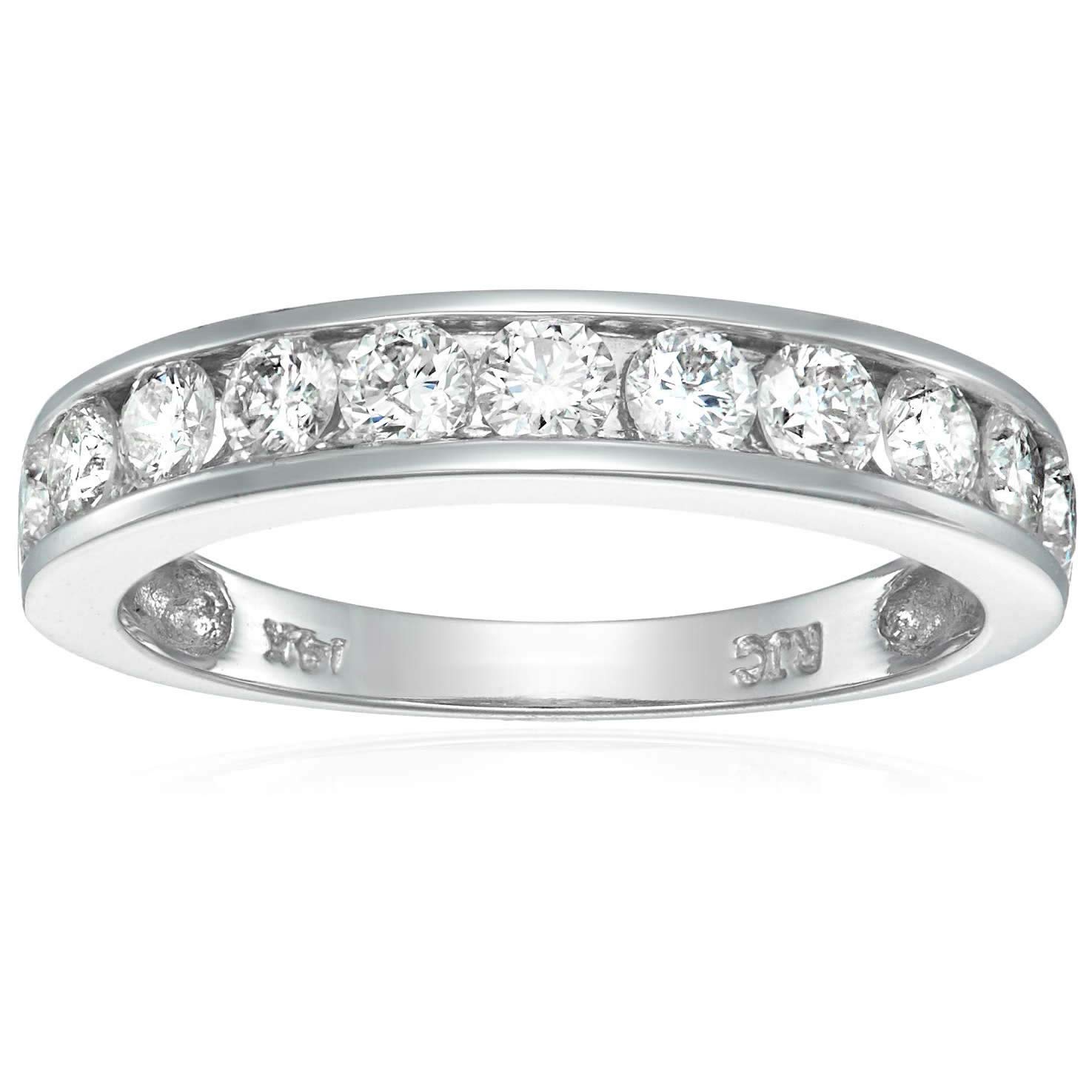 VIR JEWELS 1 cttw Diamond Wedding Anniversary Band for Women Half Eternity Diamond Engagement Ring 14K White Gold Channel Set SI2-I1 Clarity Certified Size 10