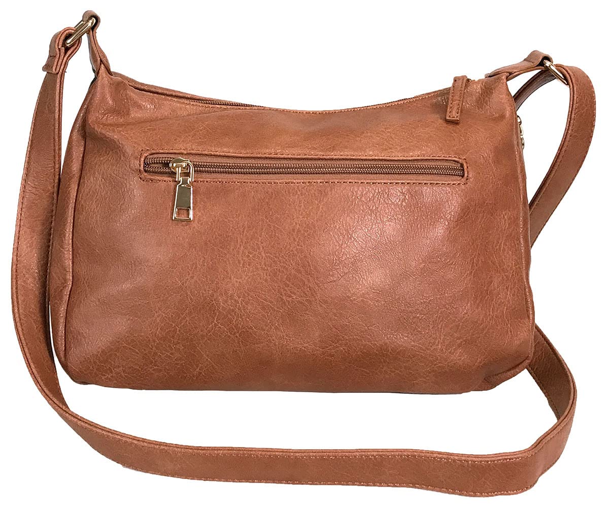 Zzfab Front Pockets side Locking Concealed Carry Purse for Women Small CCW Crossbody Bag Brown