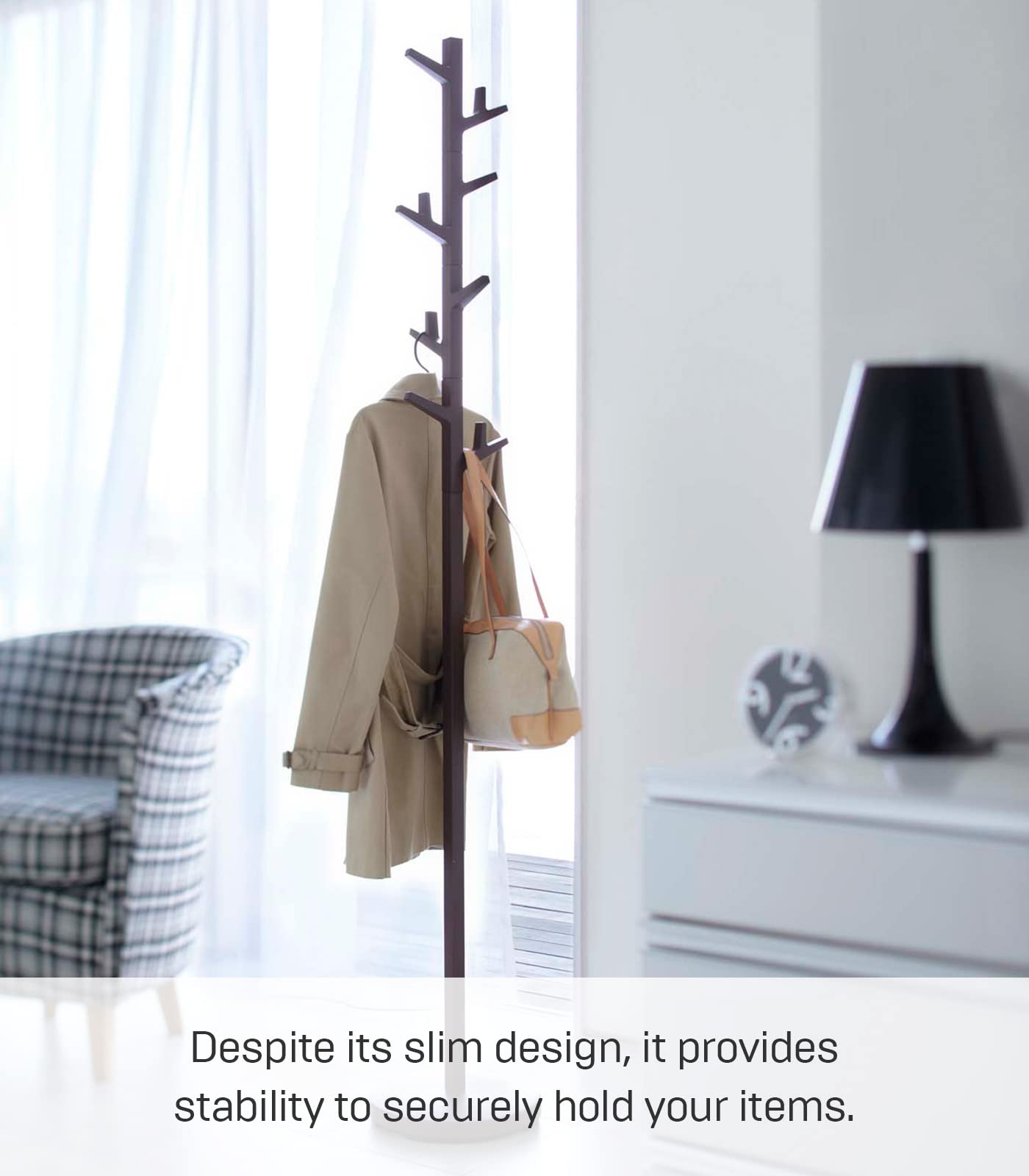 Yamazaki Home Coat Rack Tree/Standing Coat and Hat Hanger Steel One Size Brown