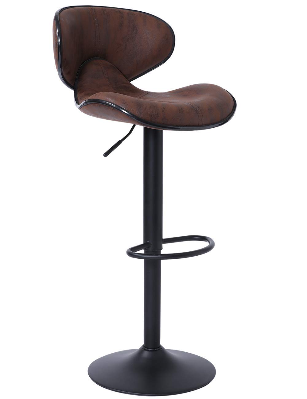 SUPERJARE Single Bar Stool, Swivel Barstool Chair with Back, Modern Pub Kitchen Counter Height, Retro Brown, Fabric