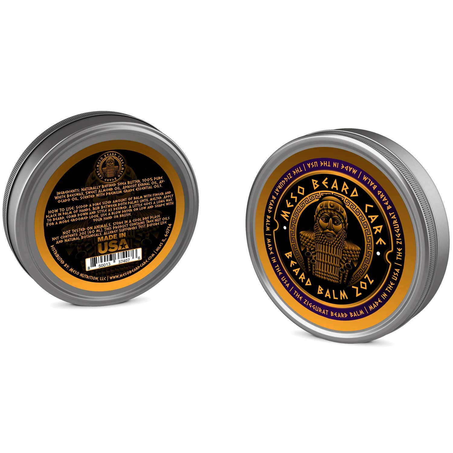The Ziggurat Beard Balm - All Natural Vanilla, Tobacco, and Spicy Bourbon Fragrance - Meso Beard Care