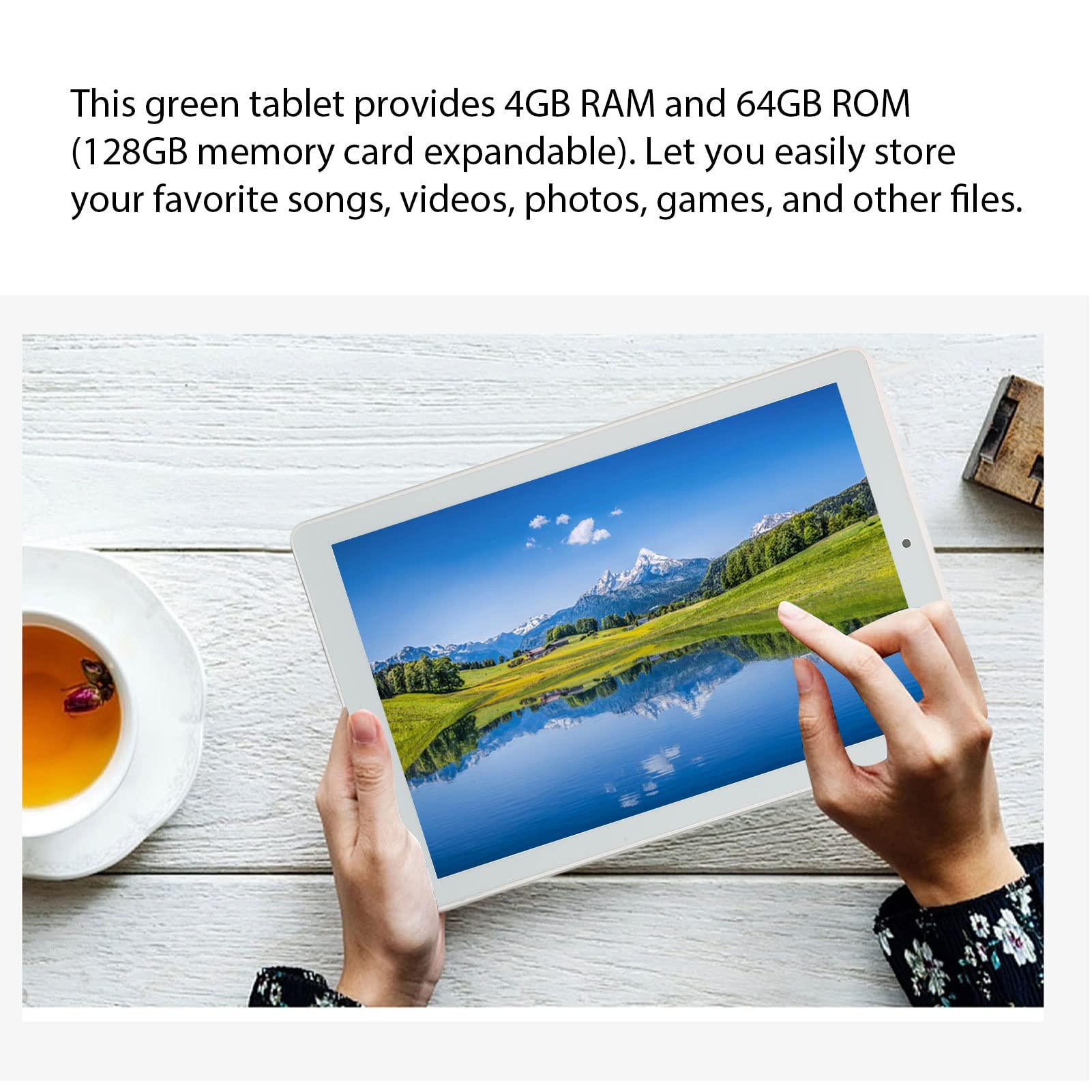 Vikye 5G WiFi Tablet for Android 10, 10.1 Inch 1920x1200 HD Display Tablet 4GB RAM 64GB ROM 2MP 5MP Dual Camera Dual Card Dual Standby Three Card Slots (US Plug)