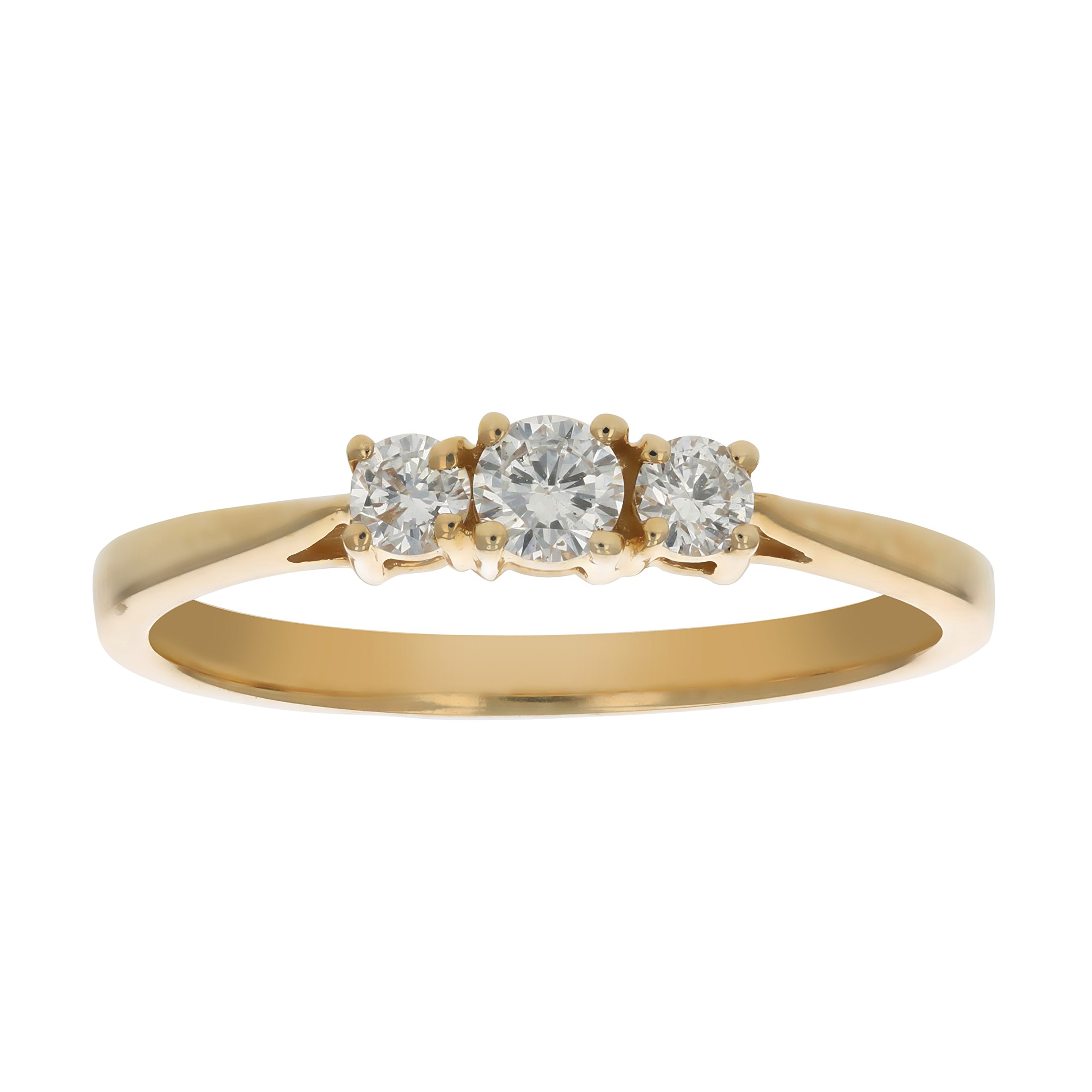 VIR JEWELS 1/4 cttw 3 Stone Diamond Engagement Ring 14K Yellow Gold Round Bridal Wedding Size 6