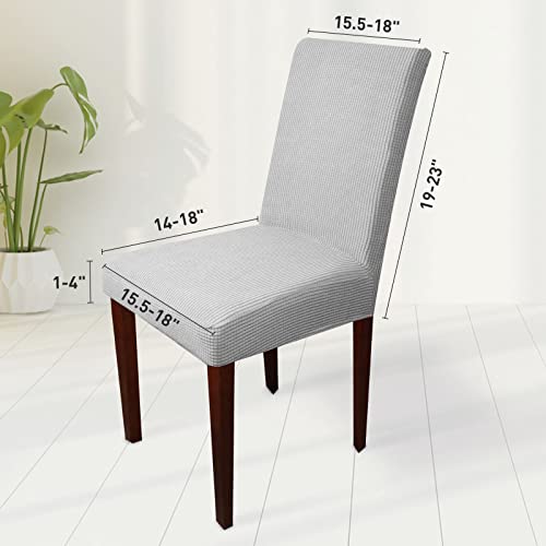 trusir Chair Covers for Dining Room 6 Pack, Stretch Chair Slipcover Kitchen Chair Protector for Dining Covers (Light Gray, 6Pack)