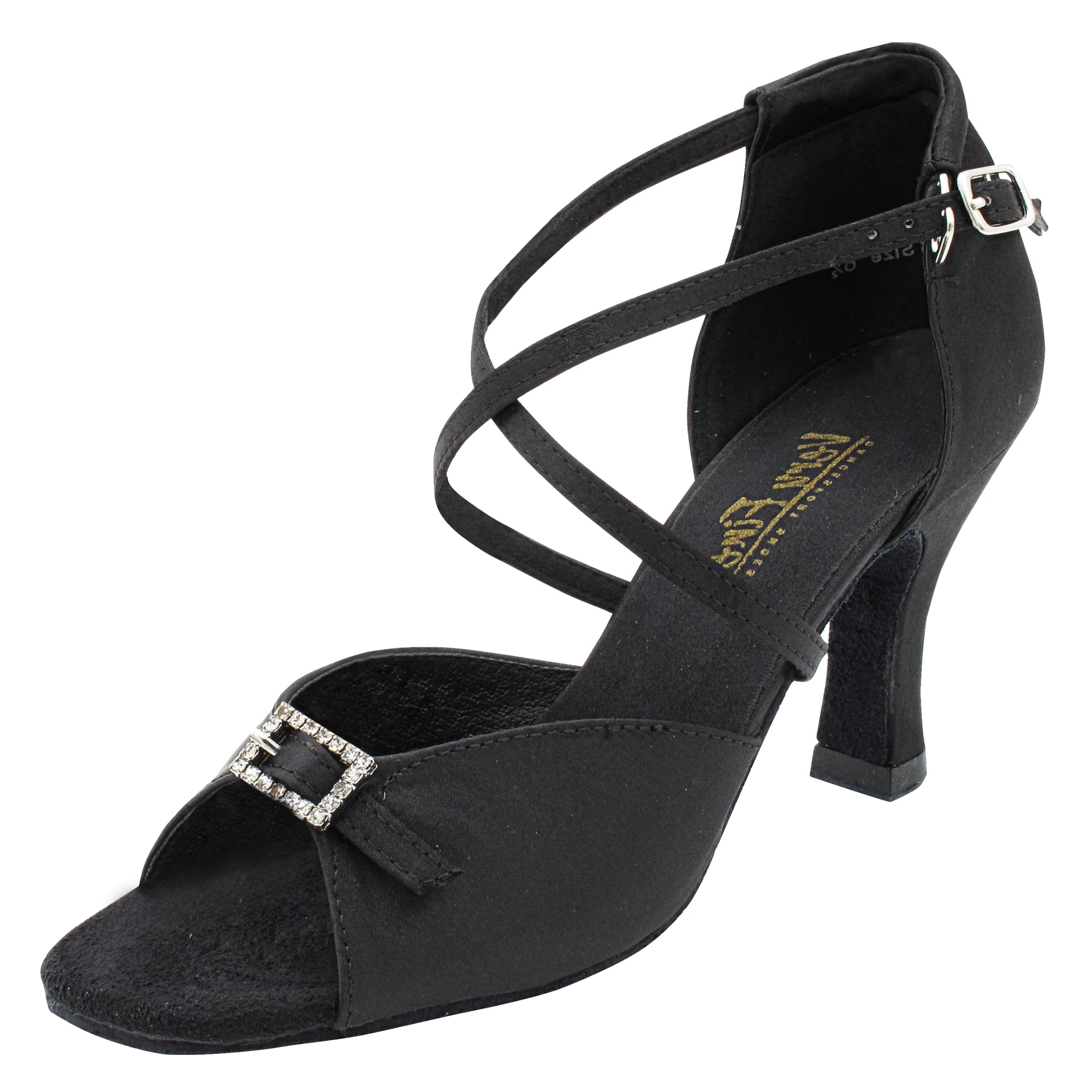 Very Fine Womens Dance Shoe CLC1636 Latin Salsa Ballroom Waltz Black Satin 3-inch Heel M 6.5