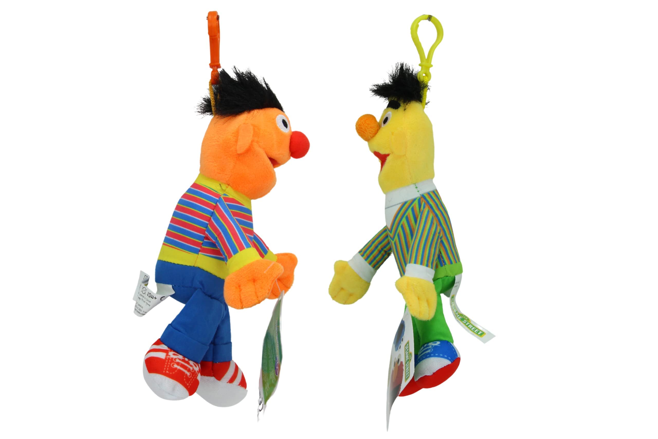 Sesame Street - Super Soft Gift Quality Plush Bag Clip/Key Clip 6619 Twin Pack - (8" 20cm Bert & 8" 20cm Ernie)