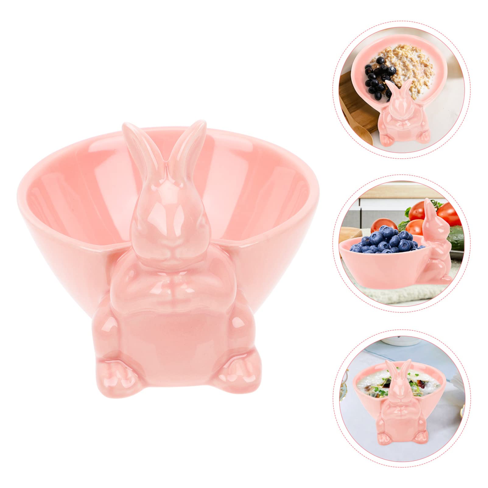 Zerodeko Easter Rabbit Bowl Bunny Salad Bowl Easter Ceramic Dessert Bowl Easter Pudding Bowl Easter Rice Soup Bowl Rabbit Appetizer Bowls for Spring Easter Home Restaurant Decor White