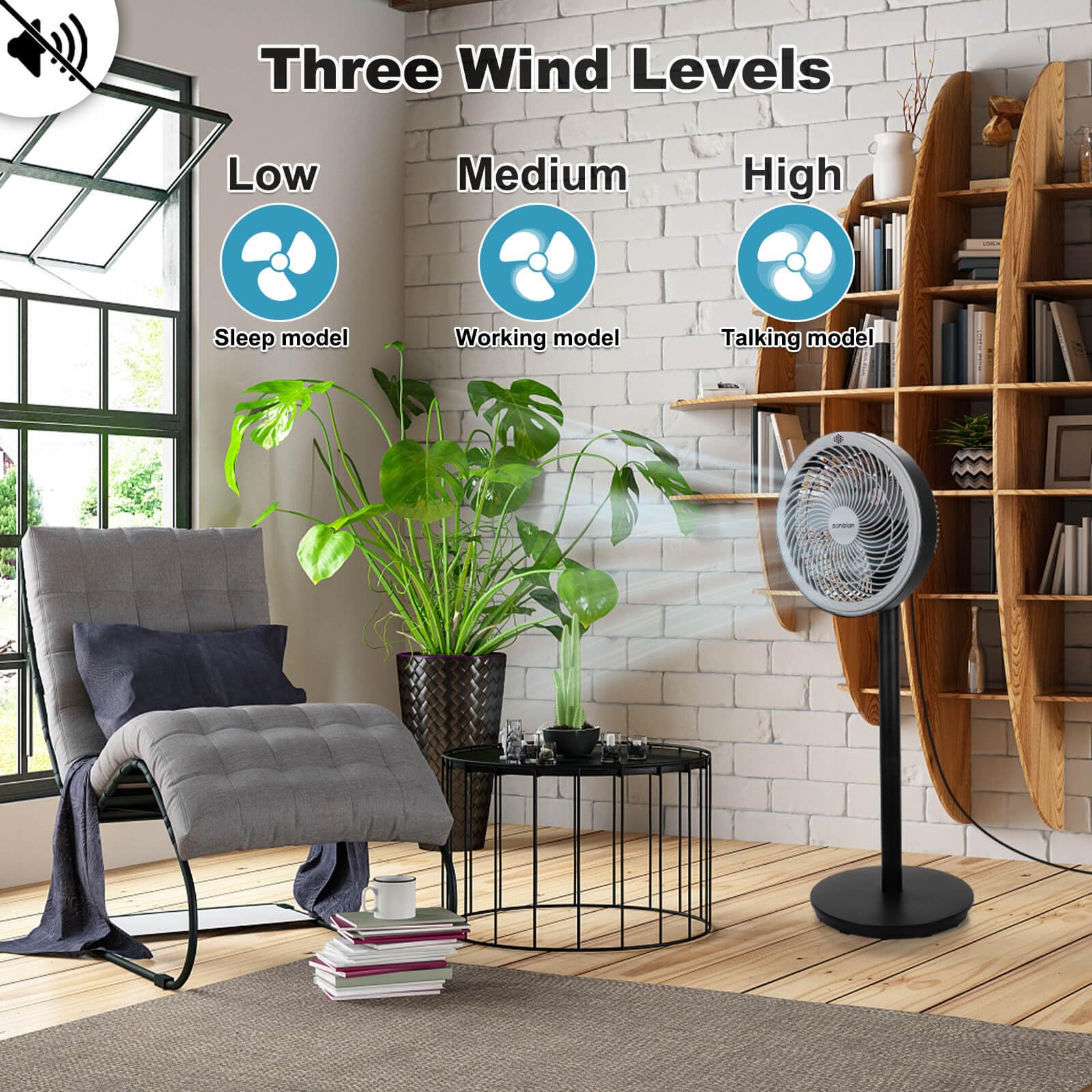 SONBION Standing Fan, Pedestal Fan Oscillating with Remote Control, Electric Fans for Home, Air Circulator Fan Floor Fan for Room Office Garage, Three Speeds, Two Height Settings and Timer Function