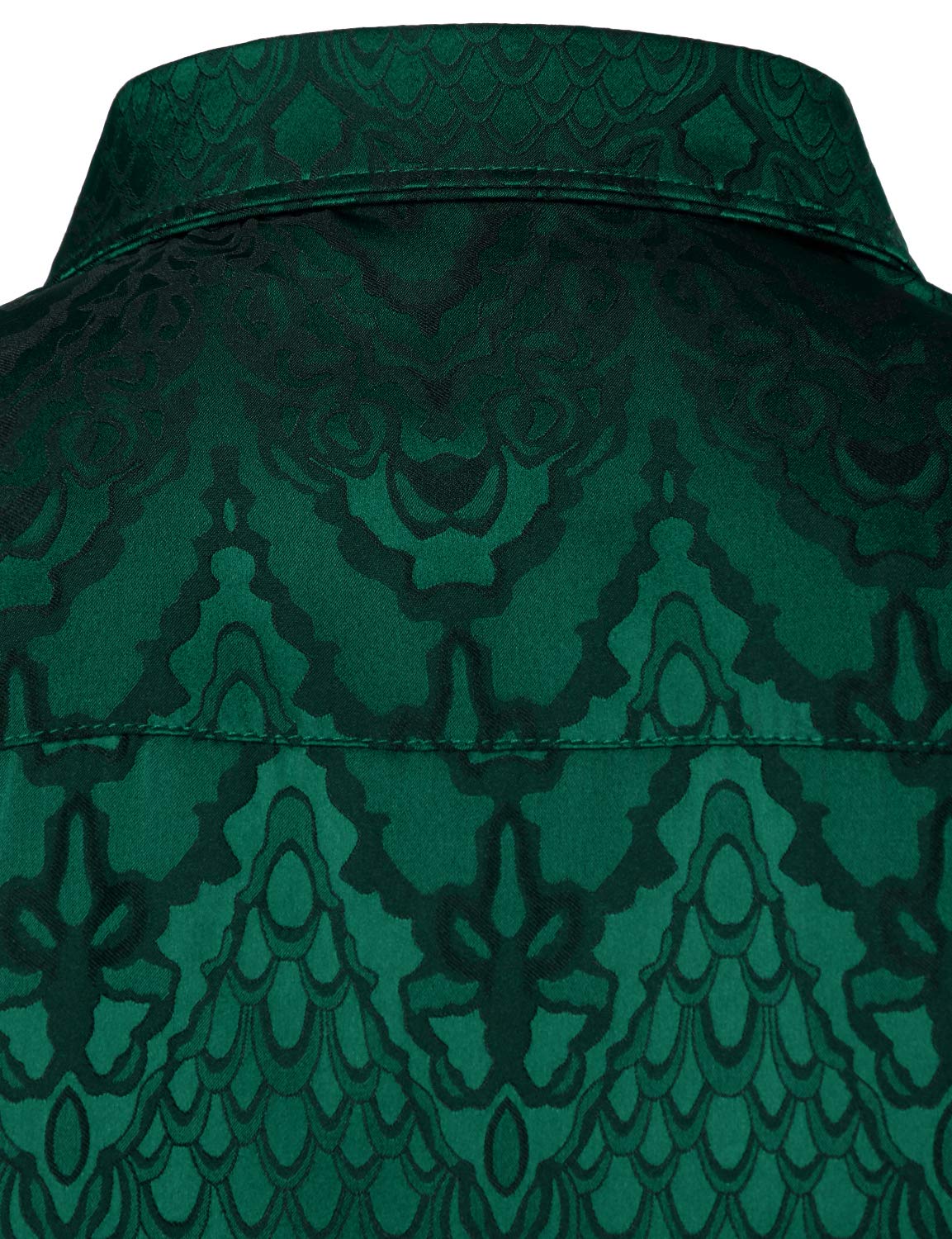 ZEROYAA Men's Hipster Slim Fit Long Sleeve Gothic Jacquard Button Up Dress Shirts for Party Prom ZLCL32-Emerald XX-Large