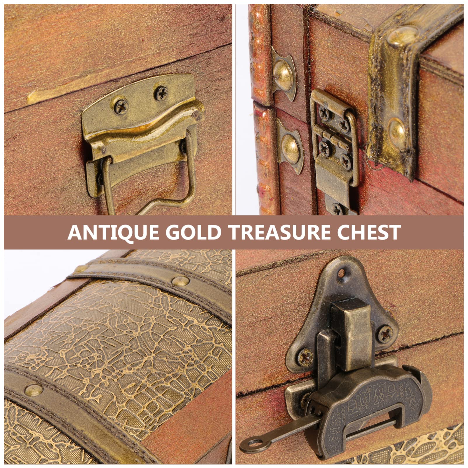 USHOBE 2pcs Box Pirate Treasure Chest Gold Trim Dining Table Decor Wood Decor Wedding Party Favor Jewelry Mini Treasure Chest Storage Box Treasure Box Decorate Slider Props Bamboo Lock