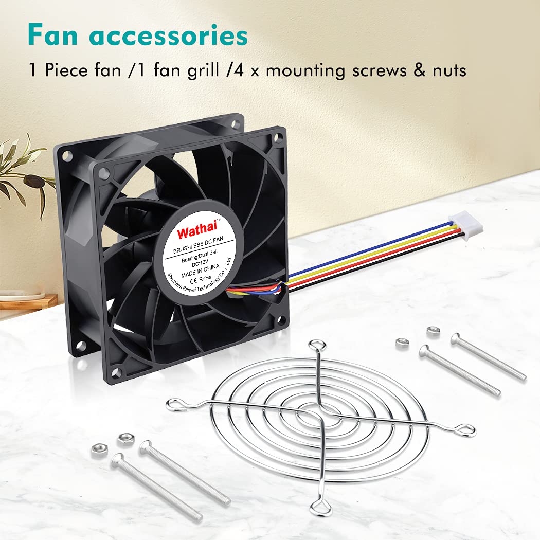 Wathai 92mm x 38mm 90mm Dual Ball 12V High Airflow Fan DC High Speed Pressure Cooling Fan