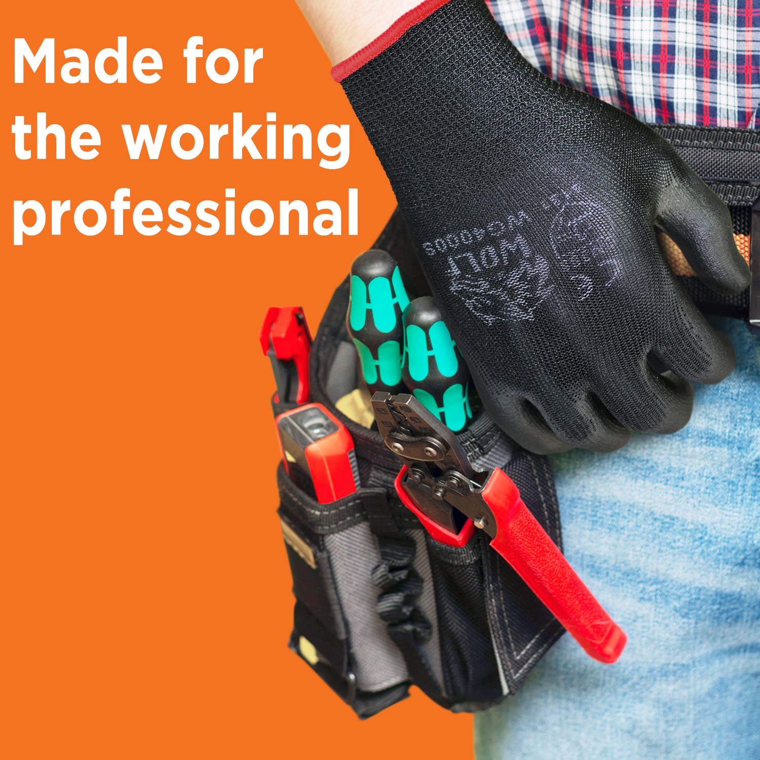 WOLF Polyurethane Palm Coated Nylon Shell Work Gloves, Construction, Mechanic, Warehouse, Yard Work, Gardening Medium (Pack of 12)