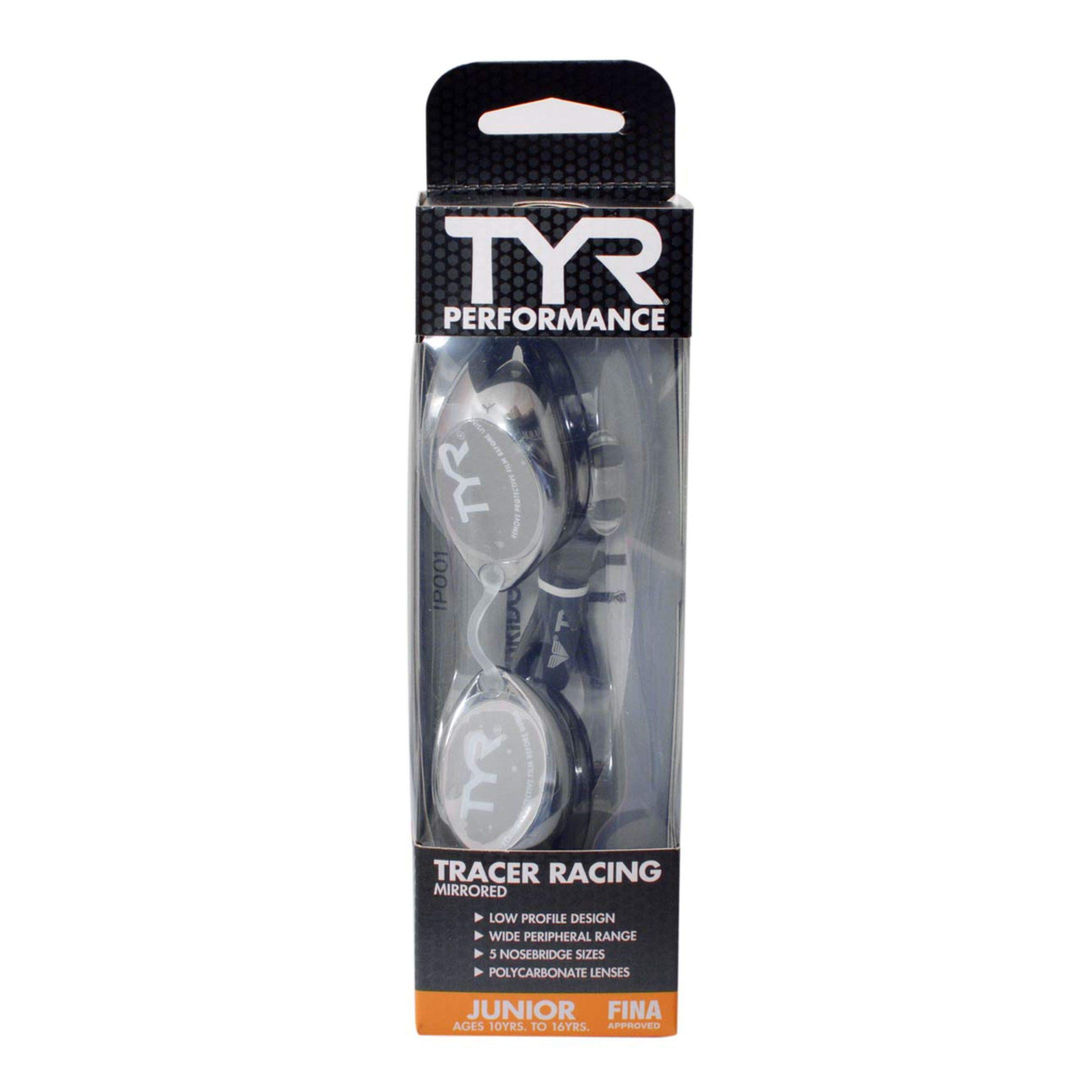 TYR Tracer Junior Racing Metallized Goggle (Blue Ice Metallic)