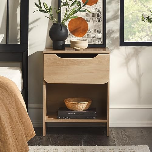 Walker Edison Modern 1-Drawer Simple Nightstand, 20 Inch, Riviera