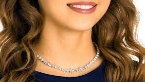 Swarovski Louison Pearl Necklace, White, RHODIUM PLATED
