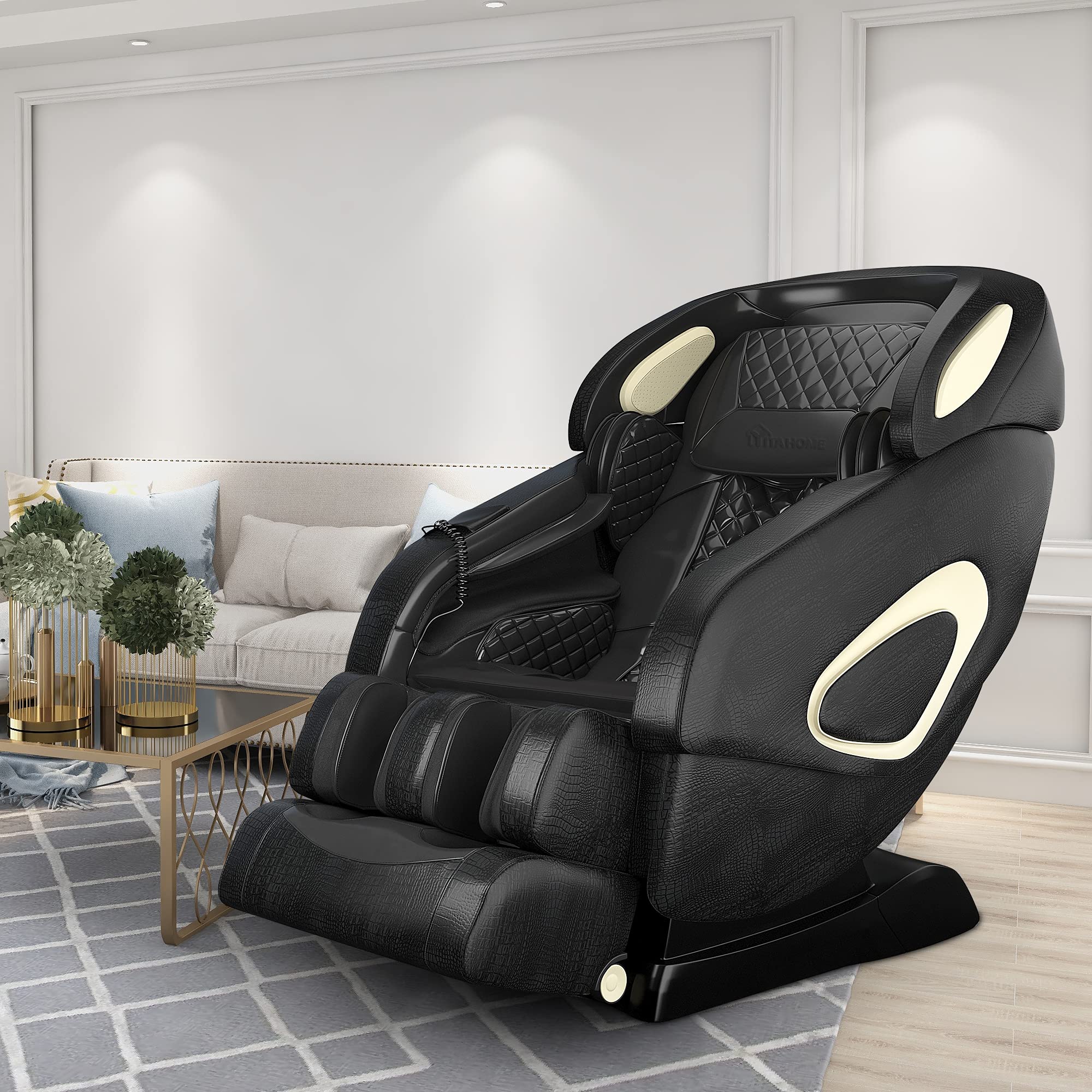YITAHOME Massage Chair Full Body, Zero Gravity SL Track Massage Recliner with Dual Electric Linear Shiatsu Waist Heater Foot Roller for Home Office