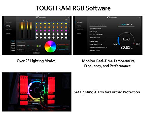 Thermaltake TOUGHRAM RGB DDR4 3600MHz 16GB (8GB x 2) 16.8 Million Color RGB Alexa/Razer Chroma/5V Motherboard Syncable RGB Memory R009D408GX2-3600C18B