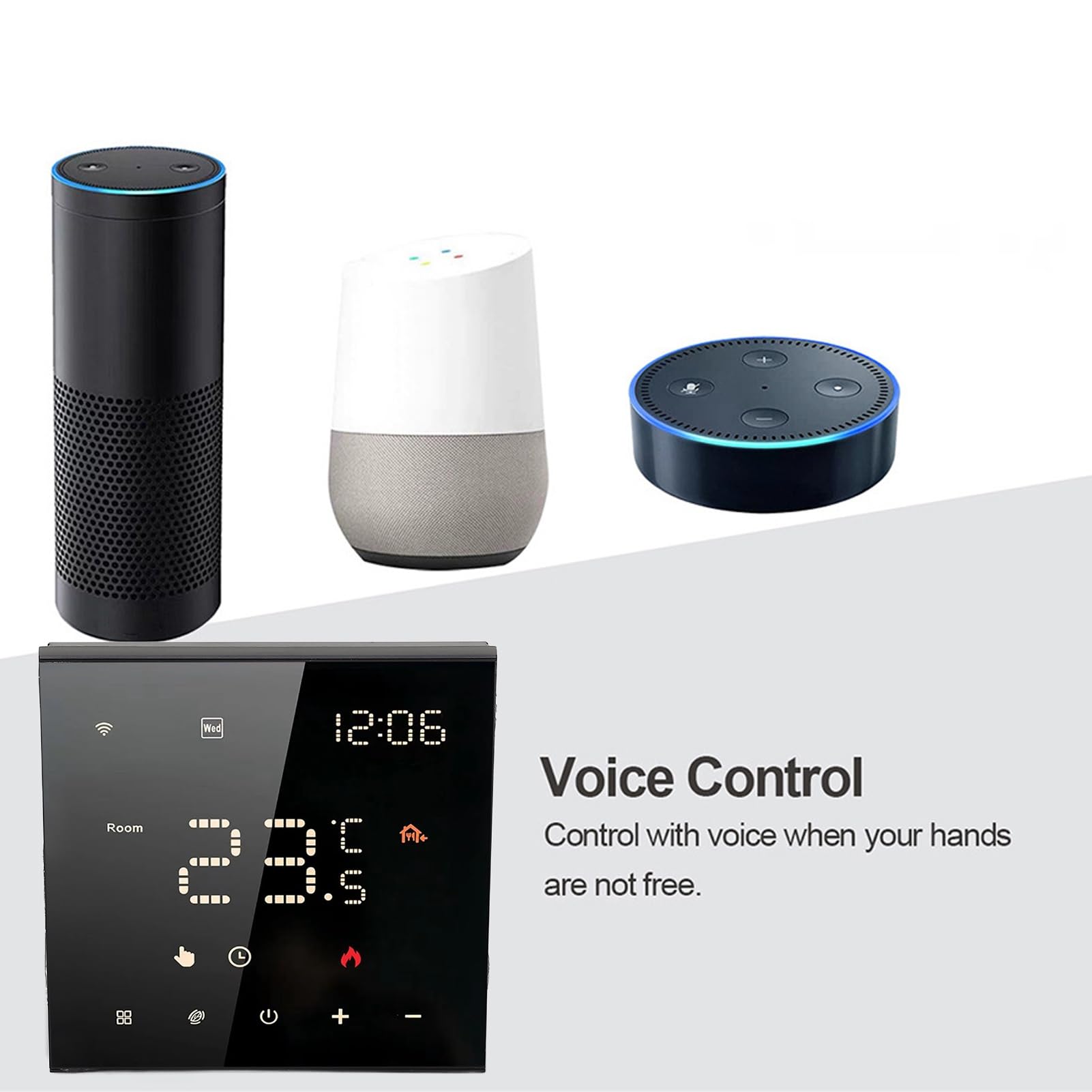 Thermostat, Smart Thermostat Practical APP Control 100-250VAC 7 Day Programmable Touch Screen High Accuracy Flame Retardant for Indoor (3A Water Floor Heating Wall Hanging