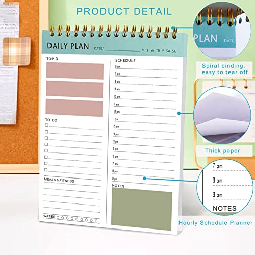 To Do List Notepad 2 Pack,MACIKWON Daily Planner with Hourly Undated day Planner 50 Tear-Off Sheets A5 Notepad Work Planner (Hourly Planner)