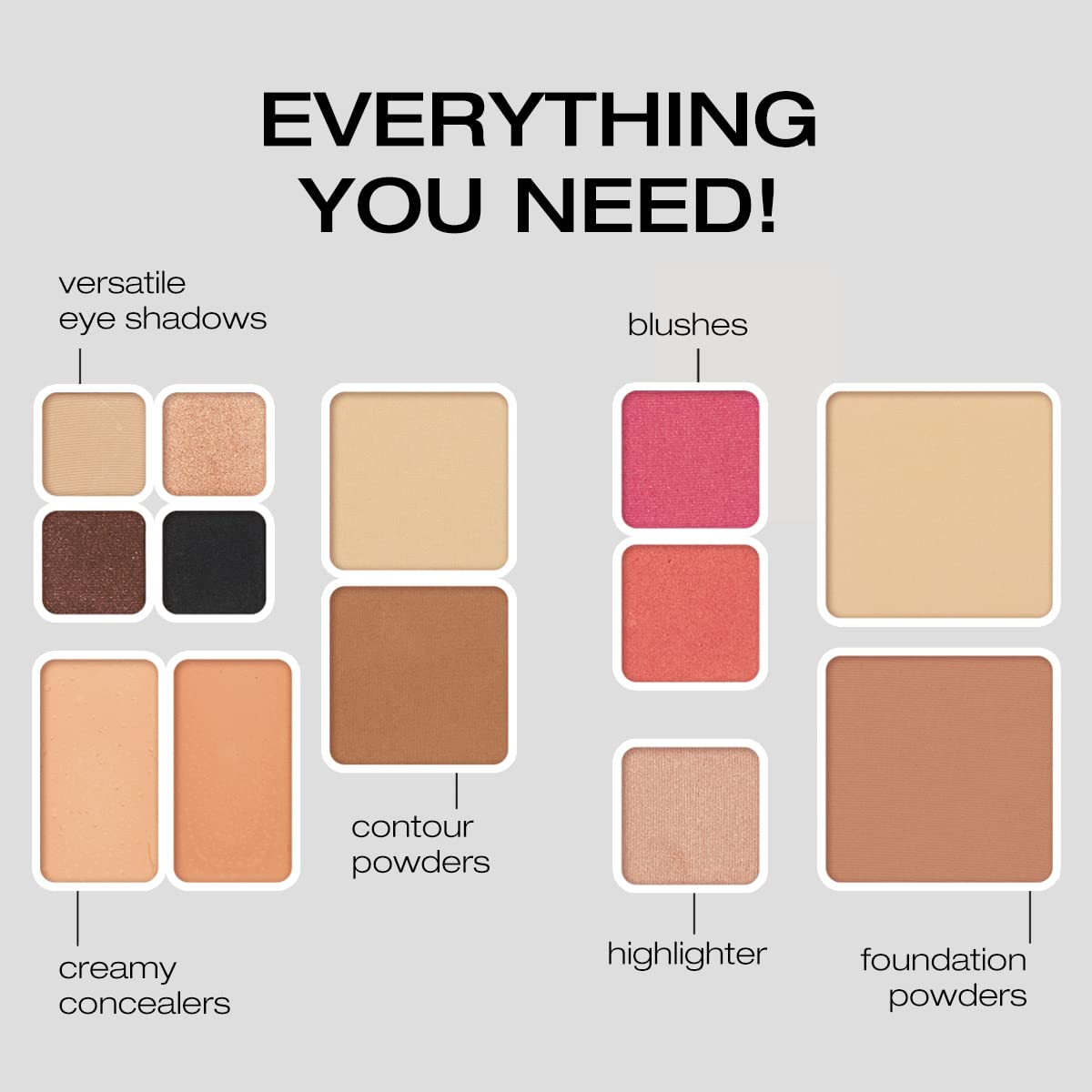 Woosh Beauty, Fold Out Face Original Makeup Palette, Travel, All in One, Neutral Cream & Powder (#2 Medium Light)