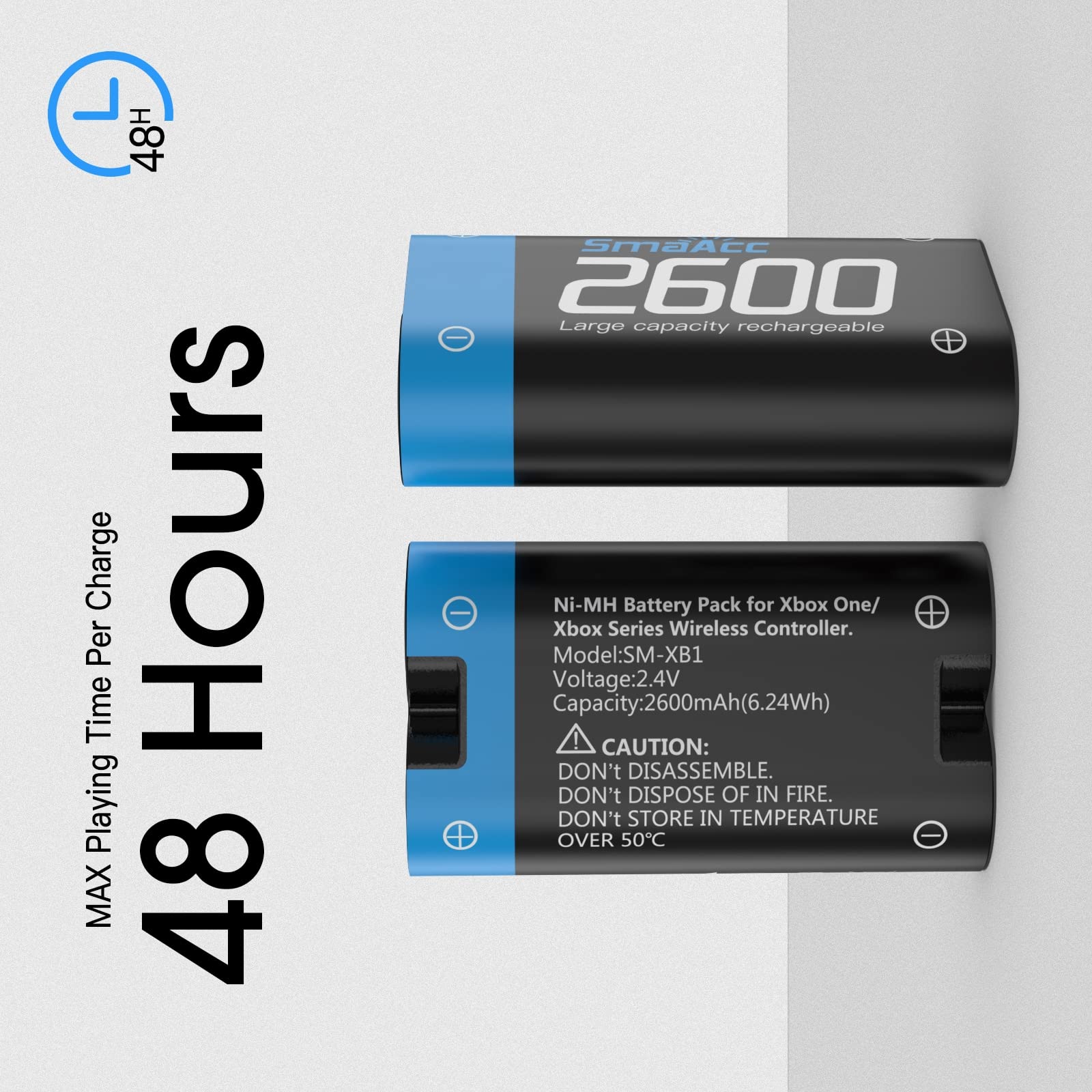 Smatree SmaAcc Rechargeable Battery (2 Pack) for Series X/S/One/One S/One X/One Elite Wireless Controller