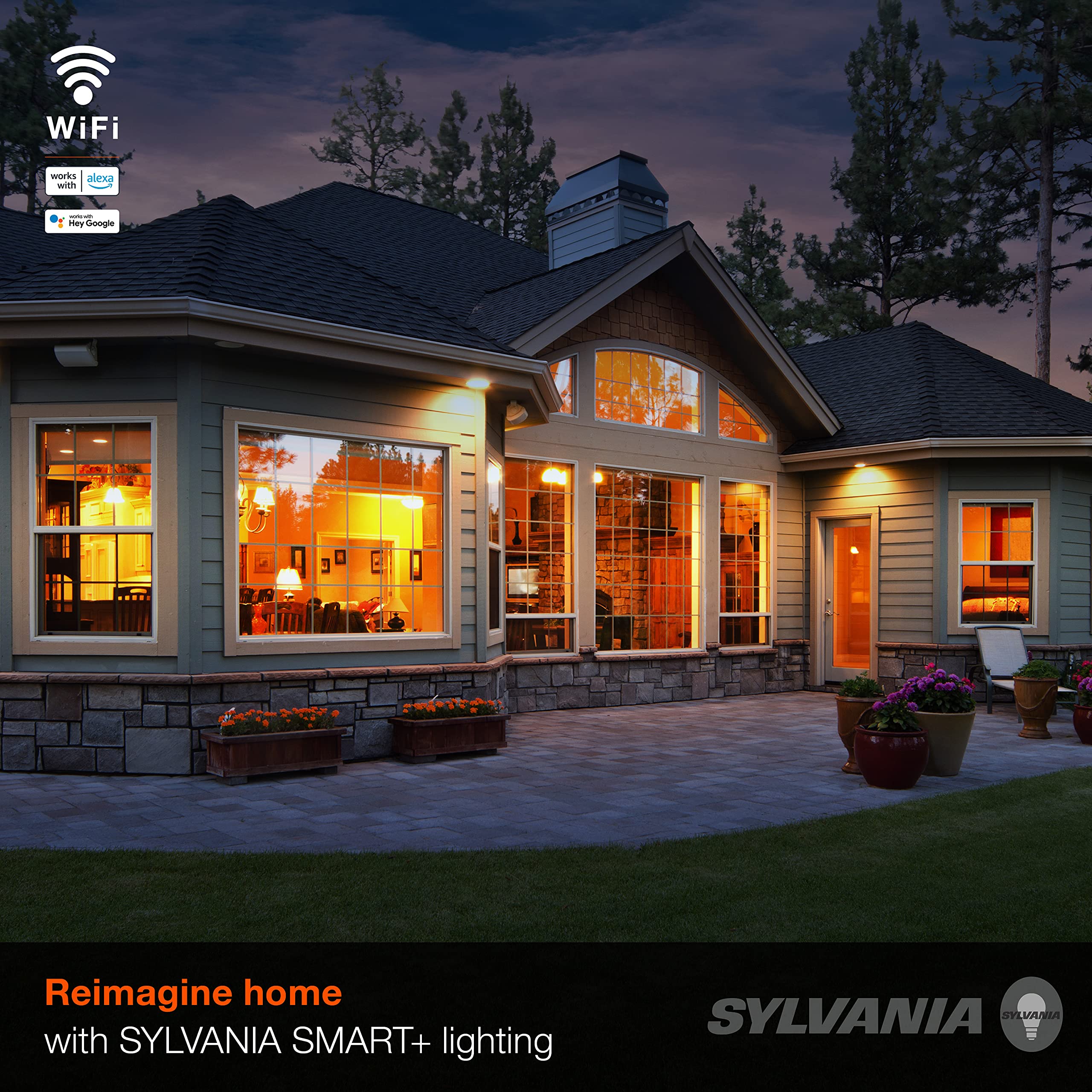 SYLVANIA Wifi LED Smart Light Bulb, 60W Equivalent Dimmable Soft White A19, Compatible with Alexa and Google Home Only - 4 Pack (75672)