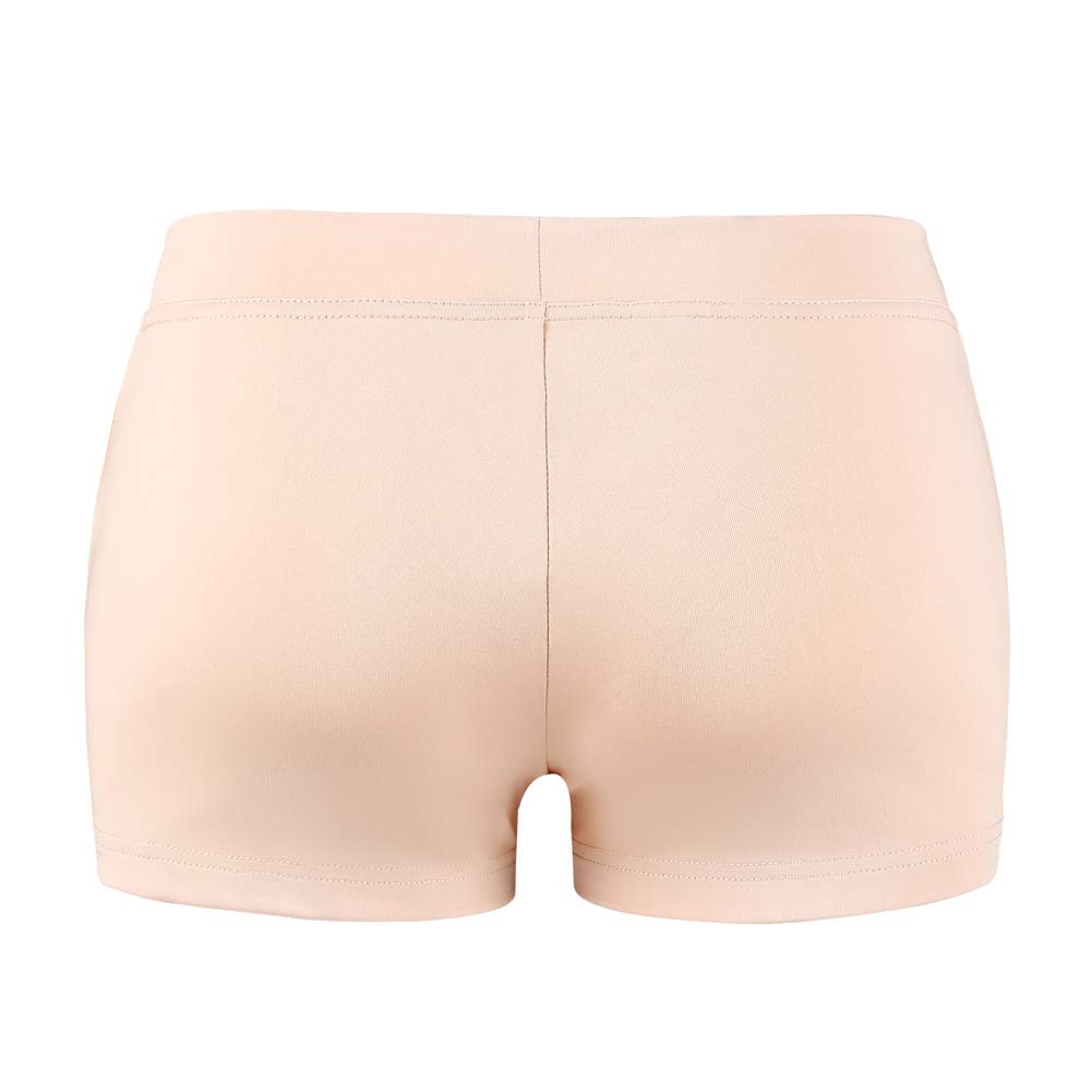 SUPRNOWA Boy Cut Shorts Low Rise Booty Shorts Spandex Active Dance Yoga Workout Fitness for Women (Nude, Small)