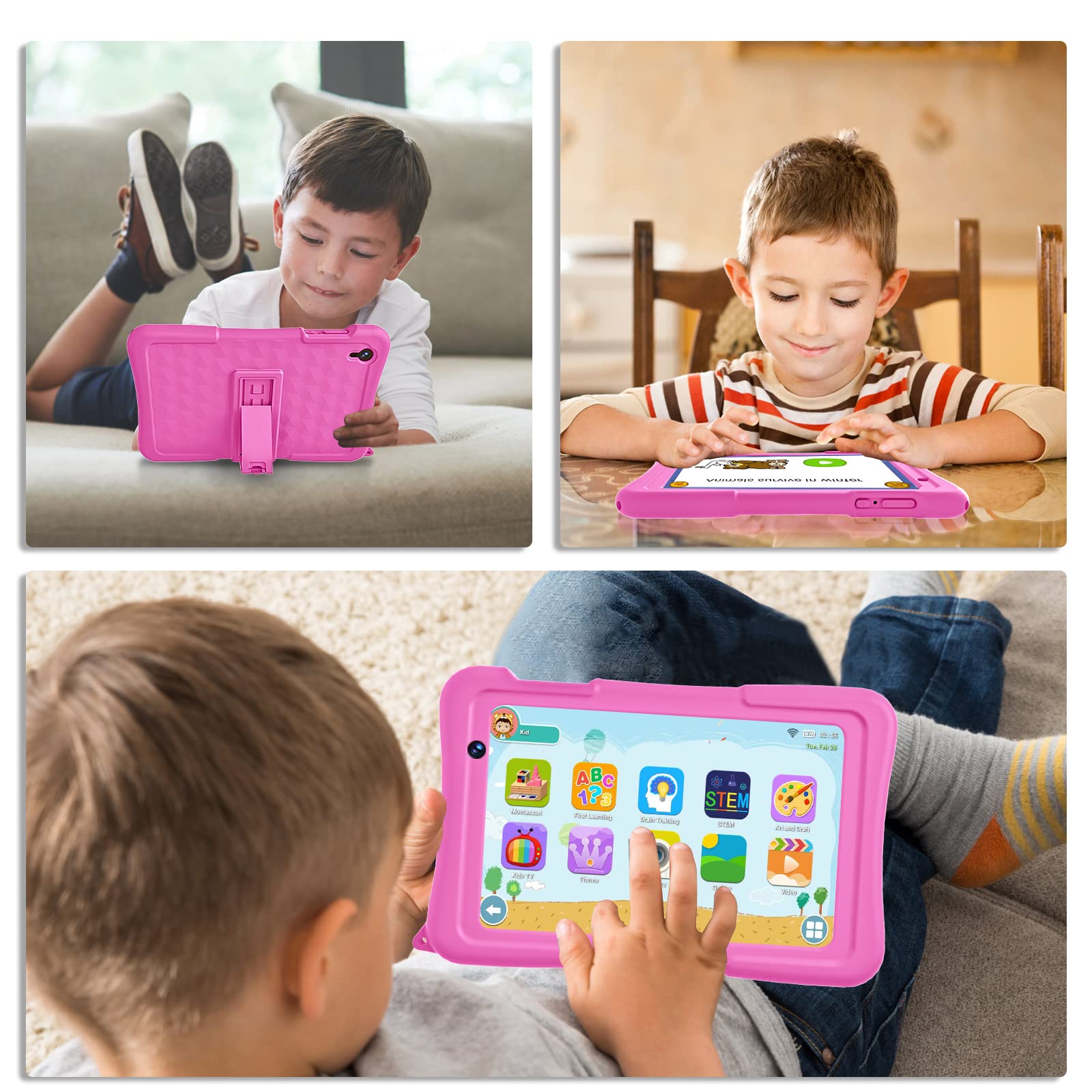 TUOHAITIME Android 11 Tablet for Kids 7inch Toddler Tablets 3GB+32GB Google Play Kids Tablet iWawa APP Pre-Loaded Learning Educational Tablet with Kids-Proof Case Netflix YouTube