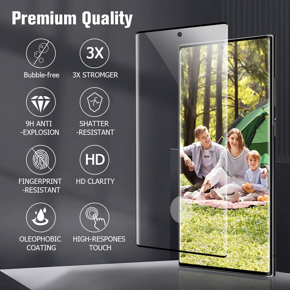 VITAVELAAA [2+2 Pack Galaxy S23 Ultra Screen Protector, Fingerprint Unlock, 9H Hardness Tempered Glass, Bubble Free, Premium HD Clear for Samsung Galaxy S23 Ultra Glass Screen Protector (6.8 Inch)