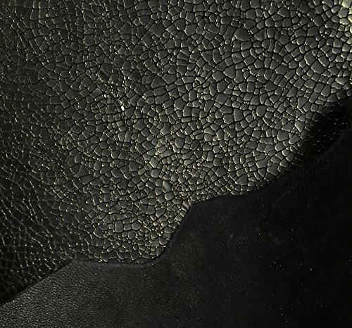 Real Leather Hides – Black Metallic Color – Quality Lambskin - 4 sq ft - 2 oz. avg Thickness - Cracked Finish – Genuine Sheepskin Fabric – Craft Projects – Upholstery Home Décor Material