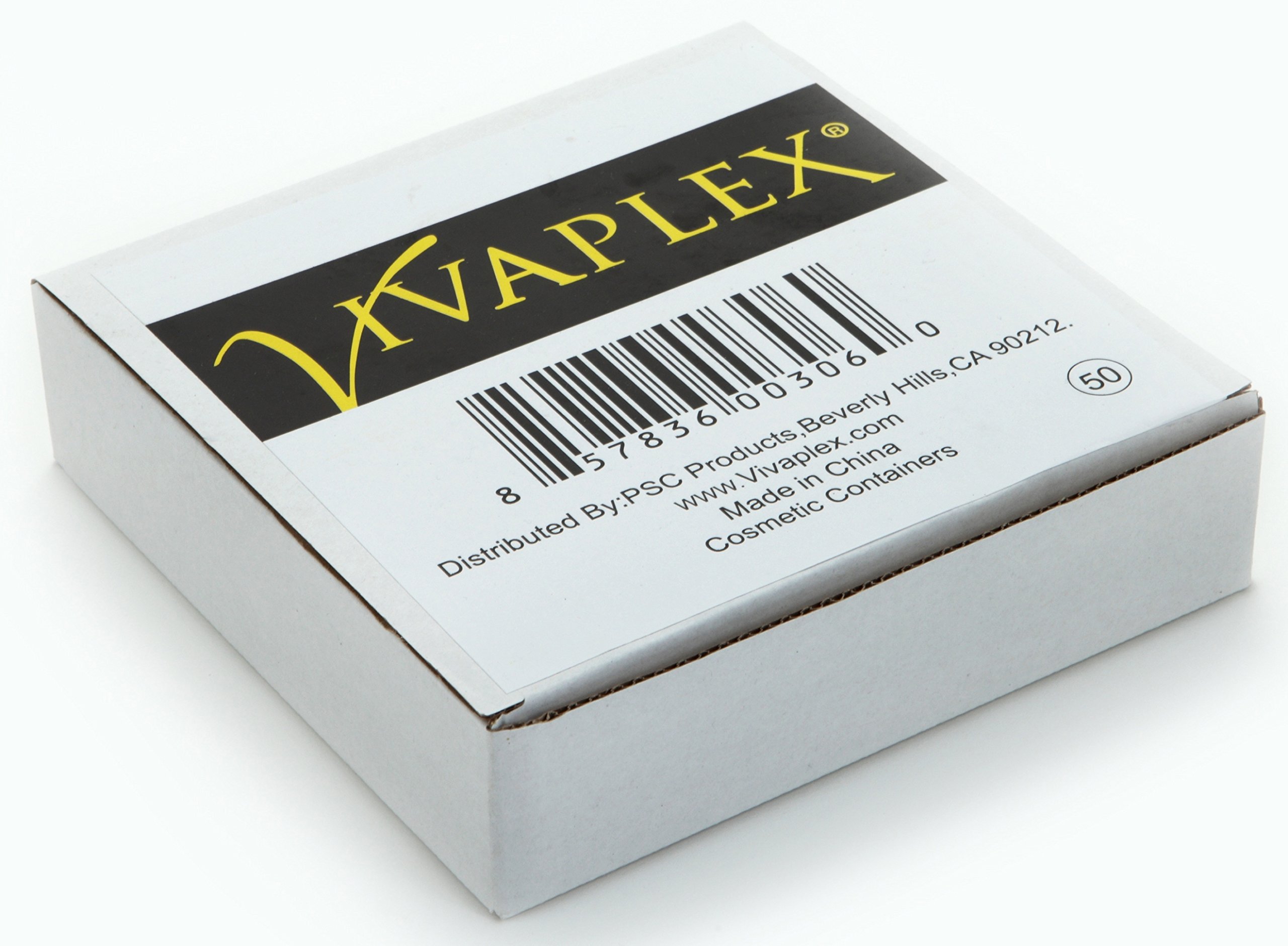 Vivaplex, 50, Clear, Empty, 5 Gram Plastic Pot Jars, Cosmetic Containers.