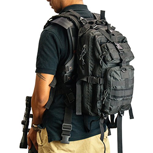 Rebel Tactical DKC452 Assault Compact Stealth Military Molle Daypack Hunting Camping Outdoor Hiking Paintball Airsoft Bag, Black, 18-Inch