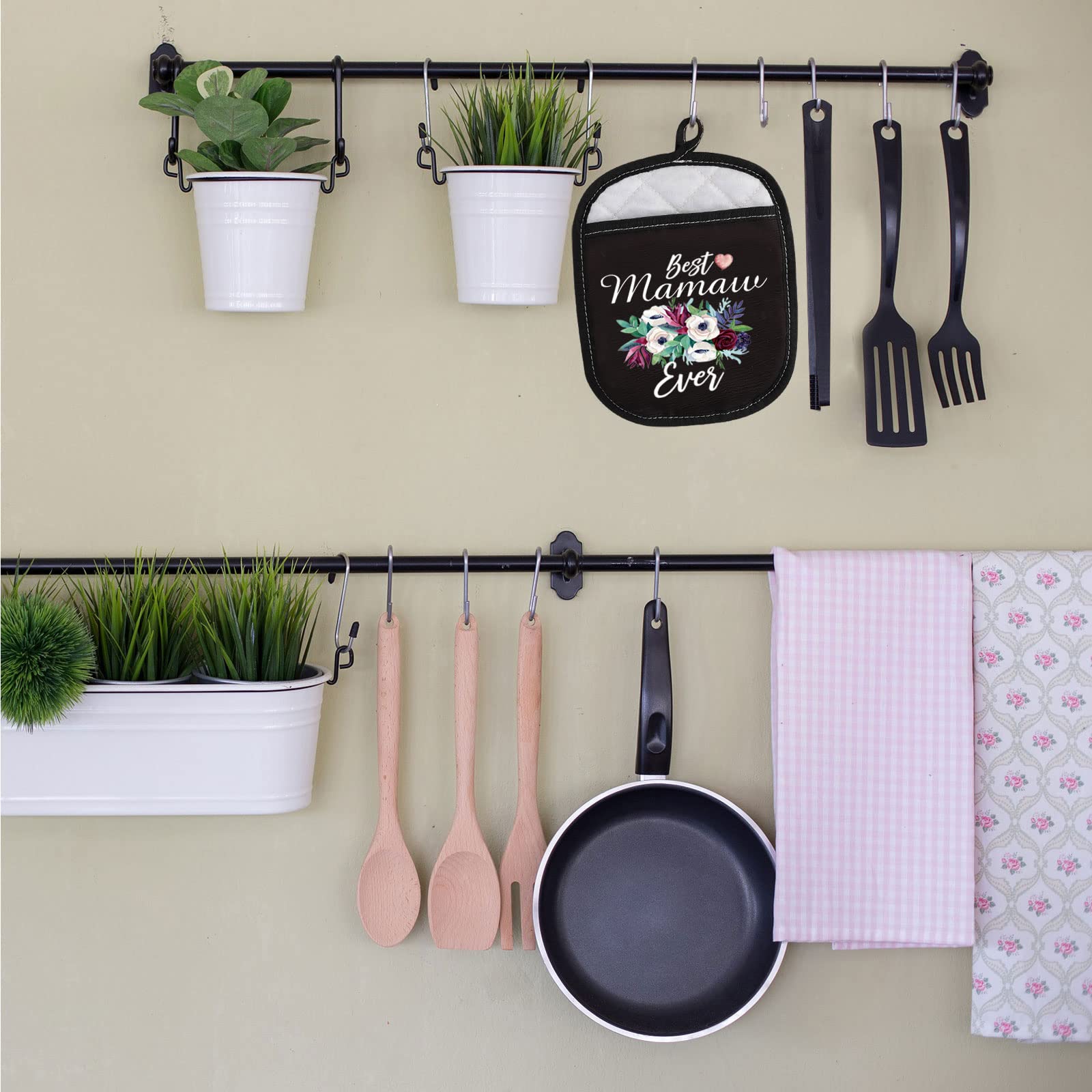 ZJXHPO Mamaw Cooking Gift Grandma Pot Holder Best Mamaw Ever Baking Hot Pads Grandma Oven Mitts Gift (Mamaw Holder)