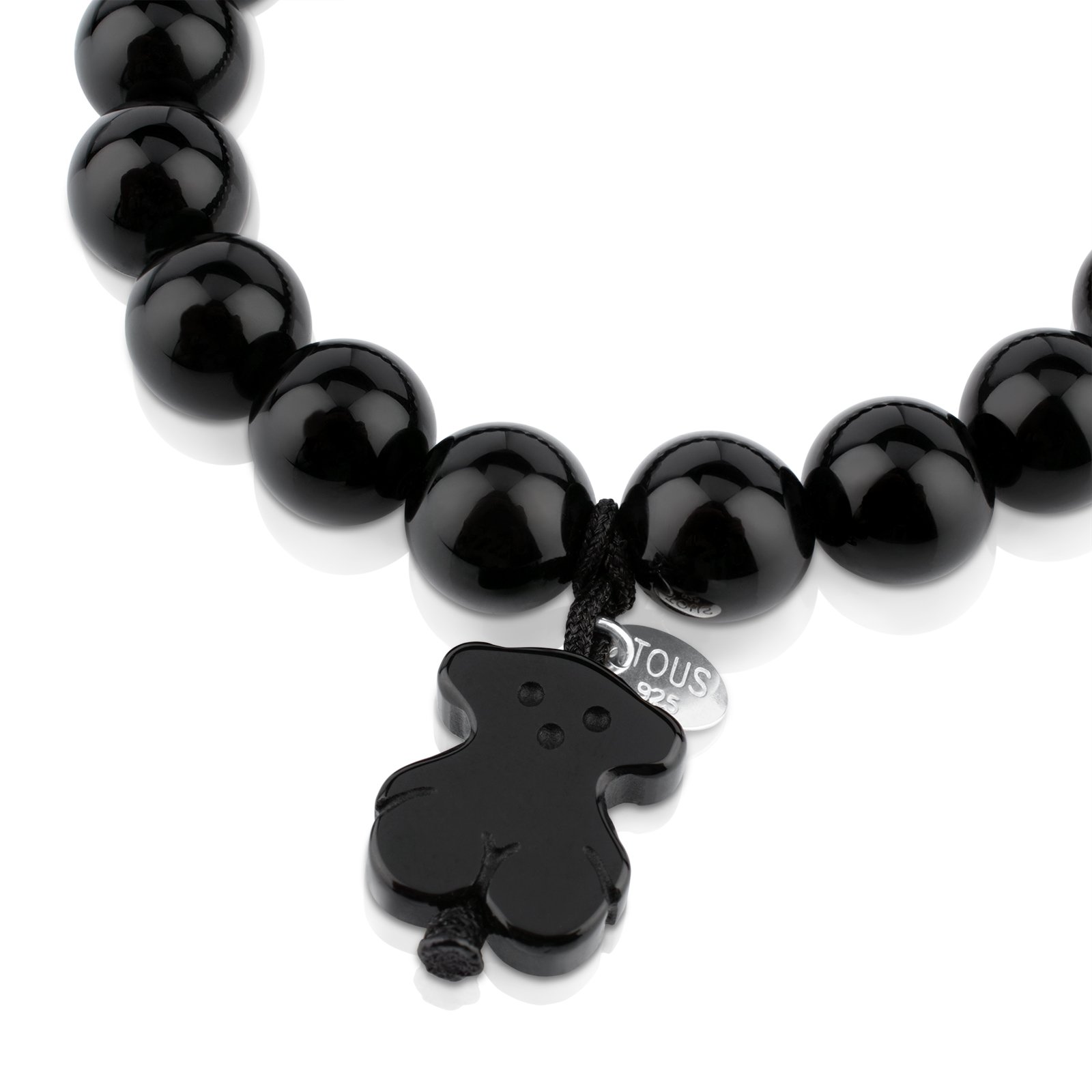 TOUS Onyx and Sterling Silver Bracelet for Women. Size: 1cm. Length: 16.5cm. Color Collection