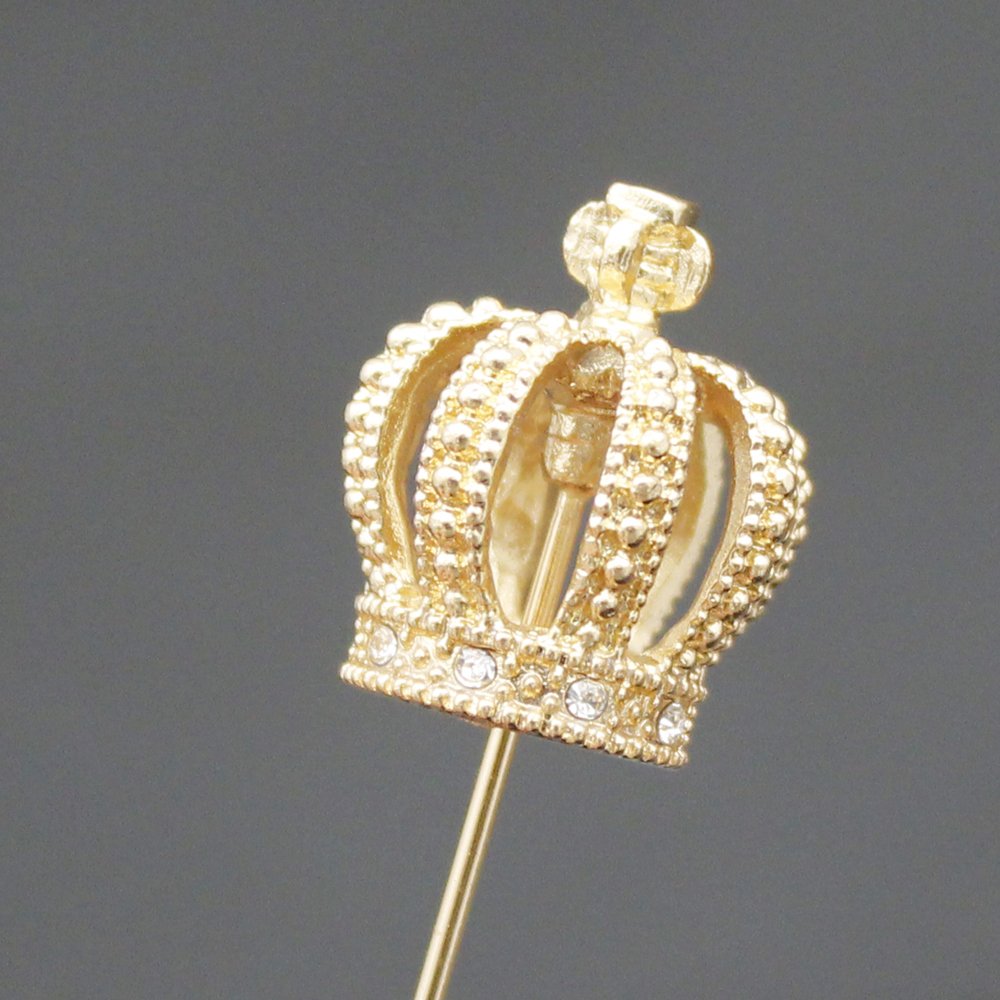 RechicGu Gold Royal Queen Crown Tiara Cross Faux Pearl Lapel Stick Pin Tie Hat Scarf Badge Brooch