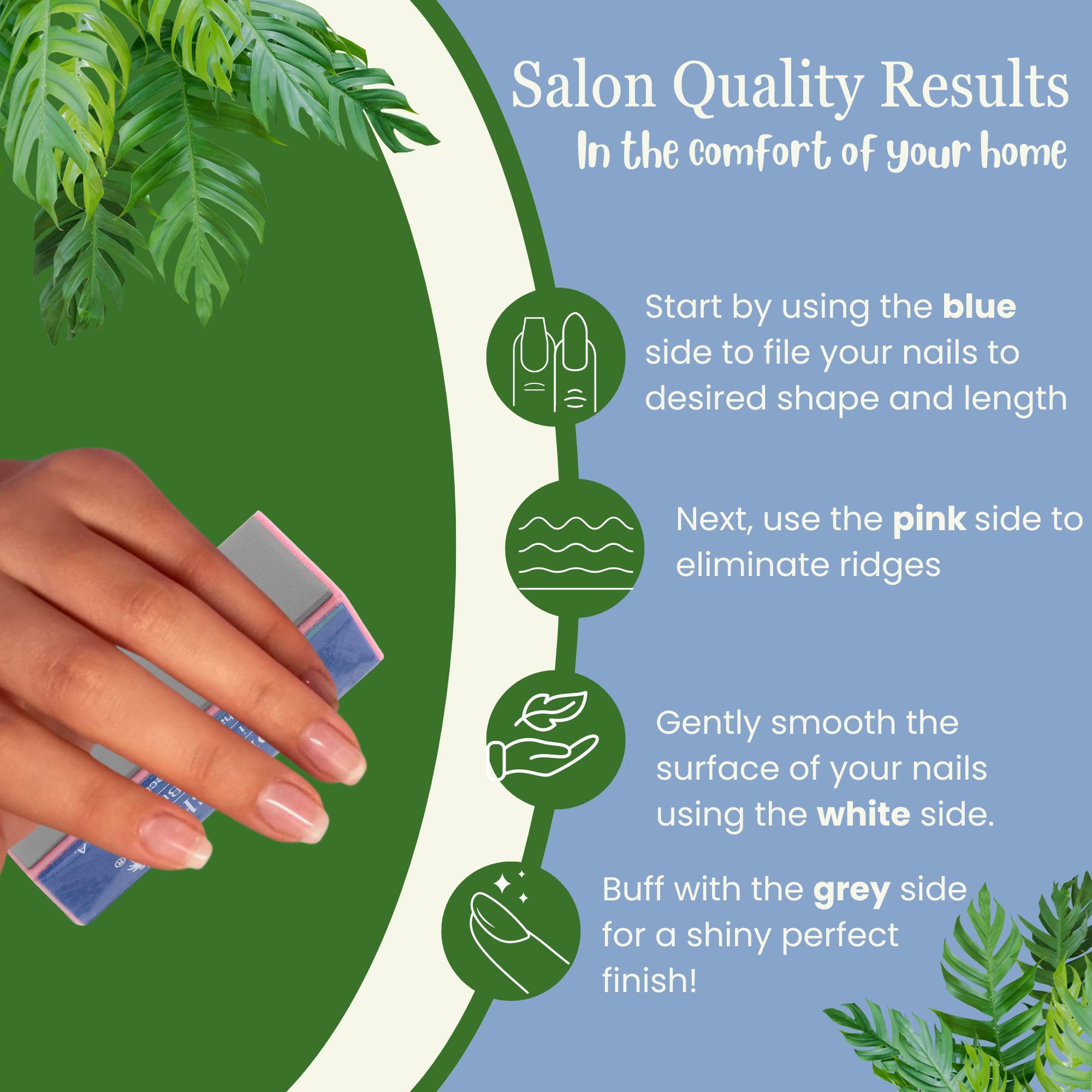 Tropical Shine Mini 4 Way Buffer Block - Professional Nail Buffering Block for Shaping, Smoothing, and Polishing Nails - Compact and Portable Nail Care Accessory (2 Pack)