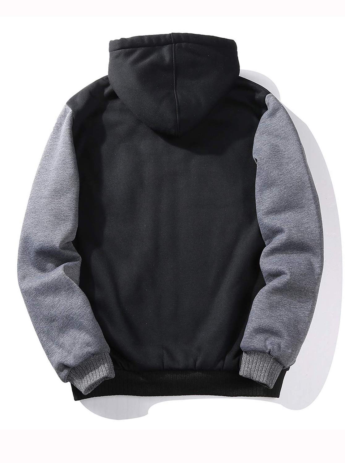 ZITY Men's Zip Up Hoodie Heavyweight Winter Sweatshirt Fleece Sherpa Lined Warm Jacket Black Gray XX-Large